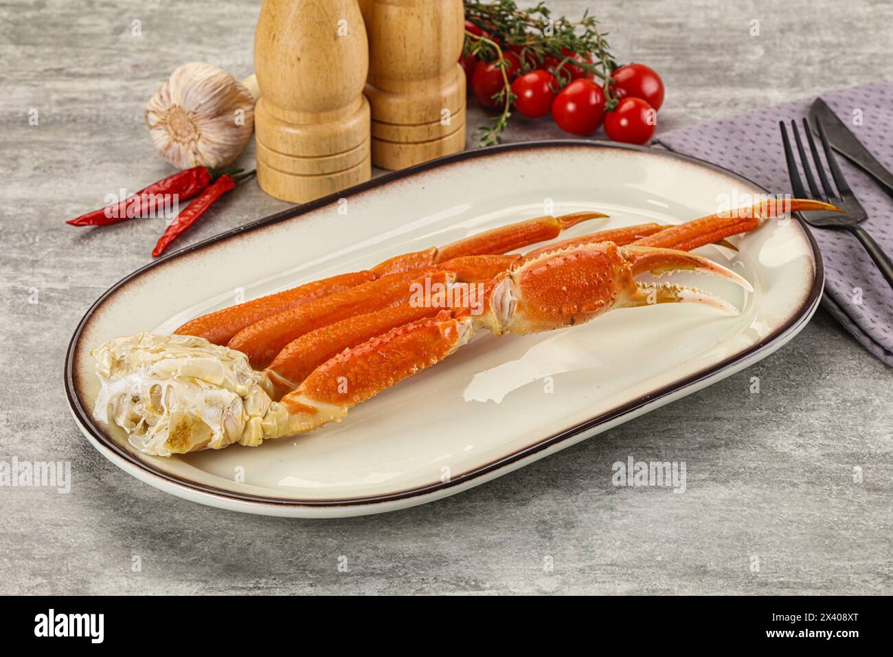 Delicous luxury boiled crab claw legs Stock Photo - Alamy