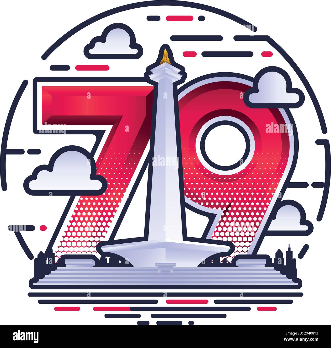 Dirgahayu Indonesia Ke 79 vector logo, with monas monument vector ...