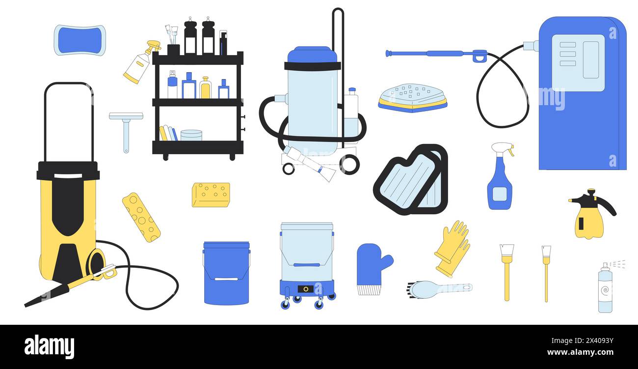Car wash set. Vehicle clean station collection elements isolated on ...