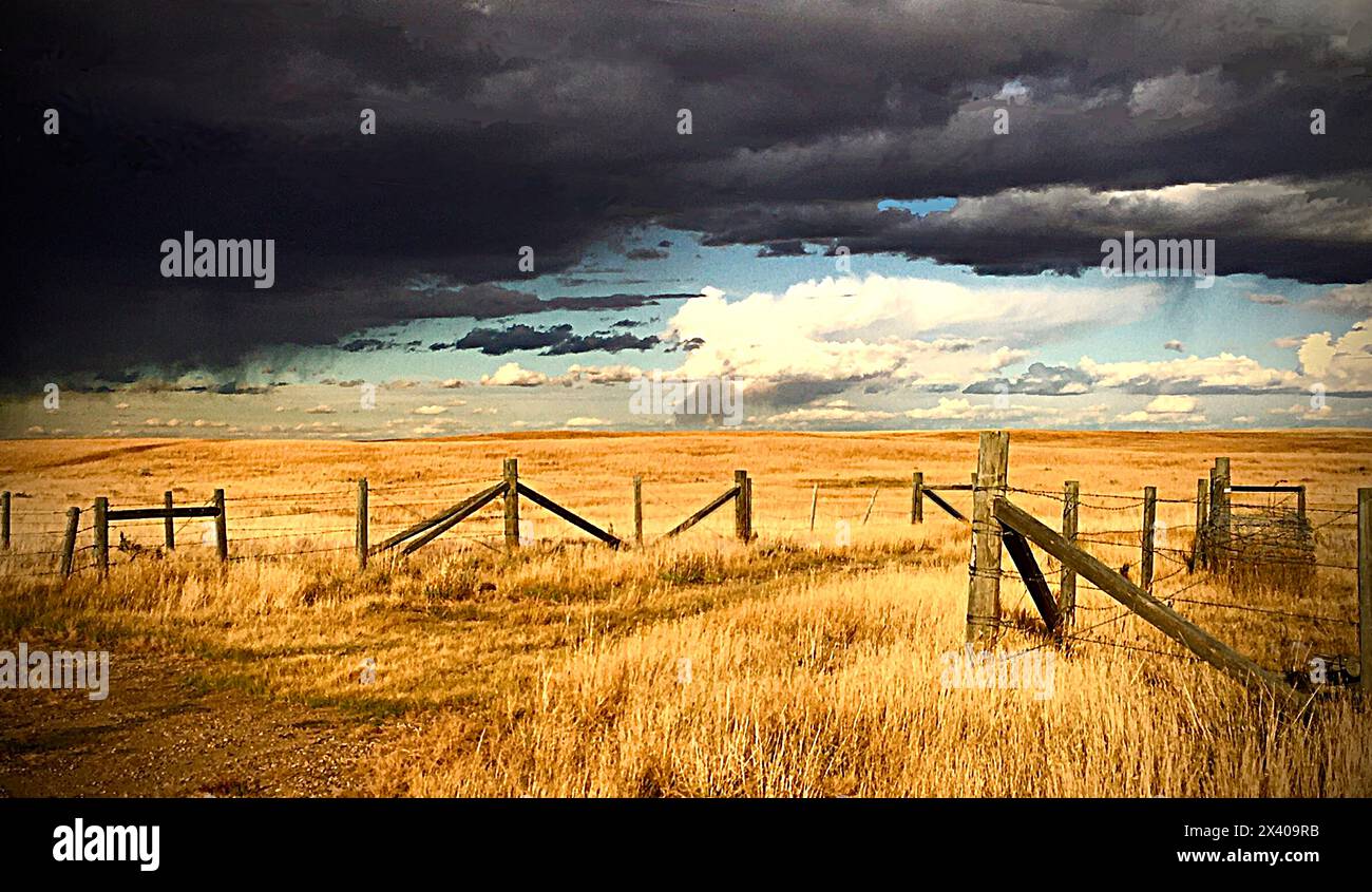 dark prairie storm clouds over field Stock Photo - Alamy