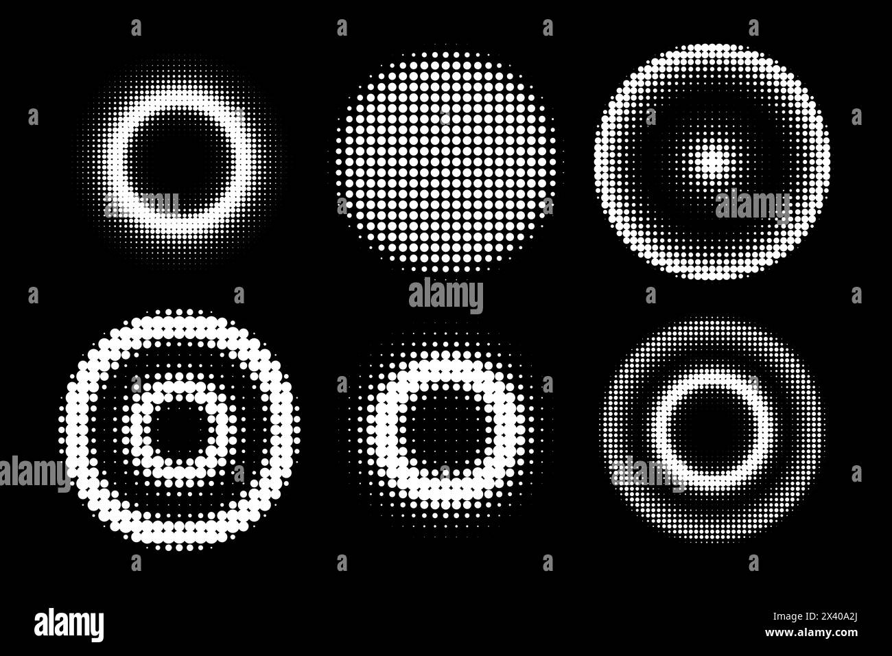 Circle halftones isolated. abstract dotted circles, round halftones ...