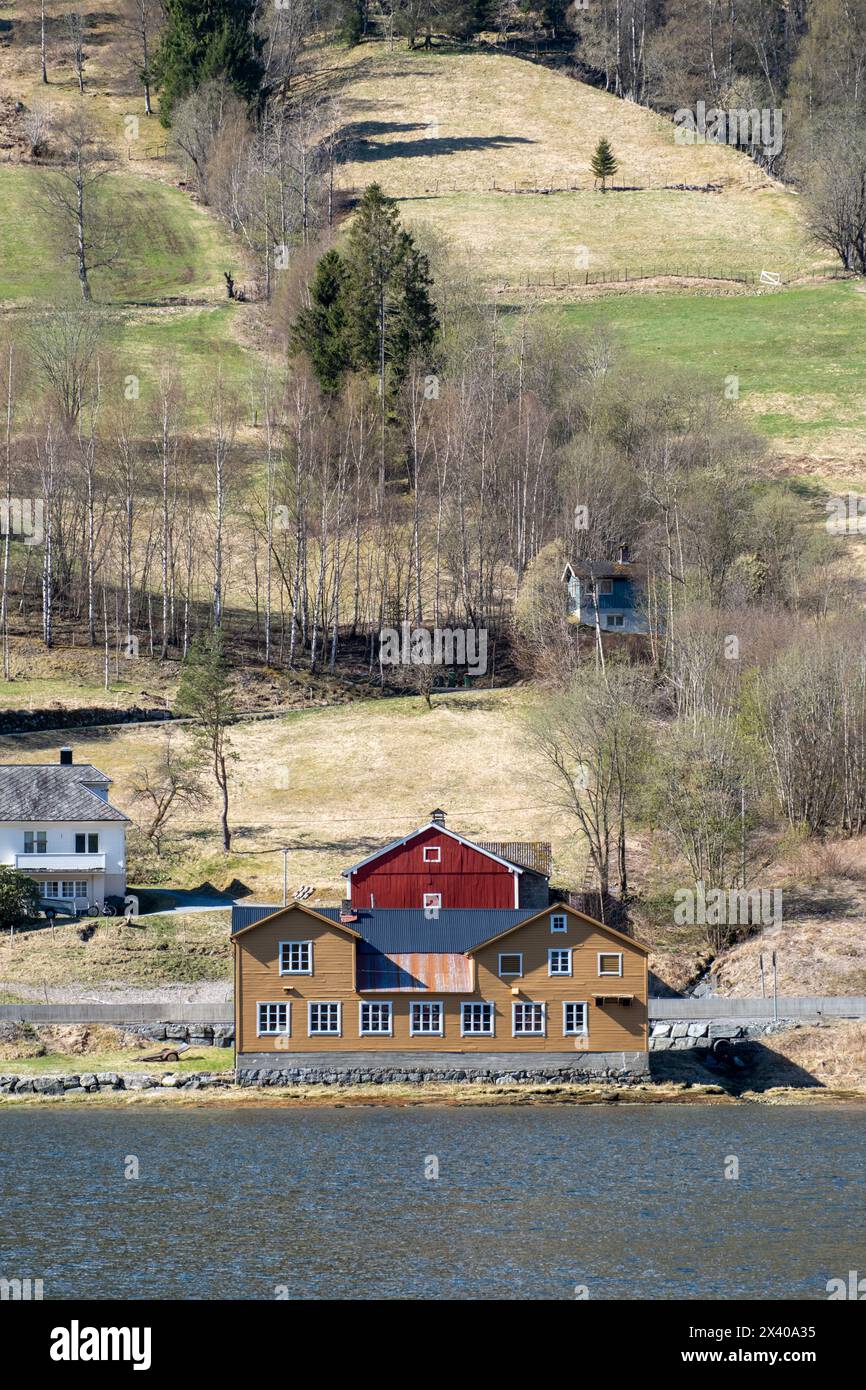 Large house on the waterfront in Olden, Norway Stock Photo - Alamy