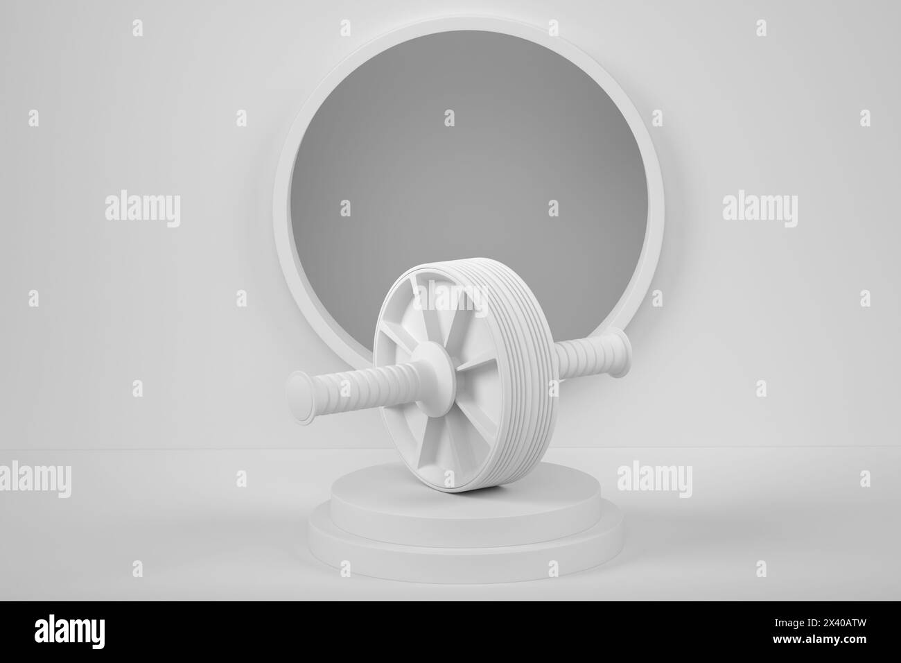 AB roller for abdominal muscles on cylinder podium with steps on ...