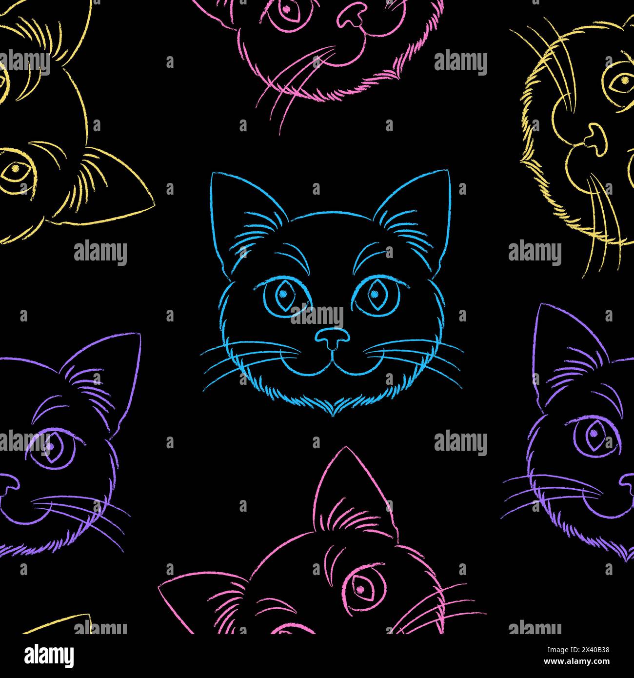 Cats seamless pattern cute Stock Vector Images - Alamy