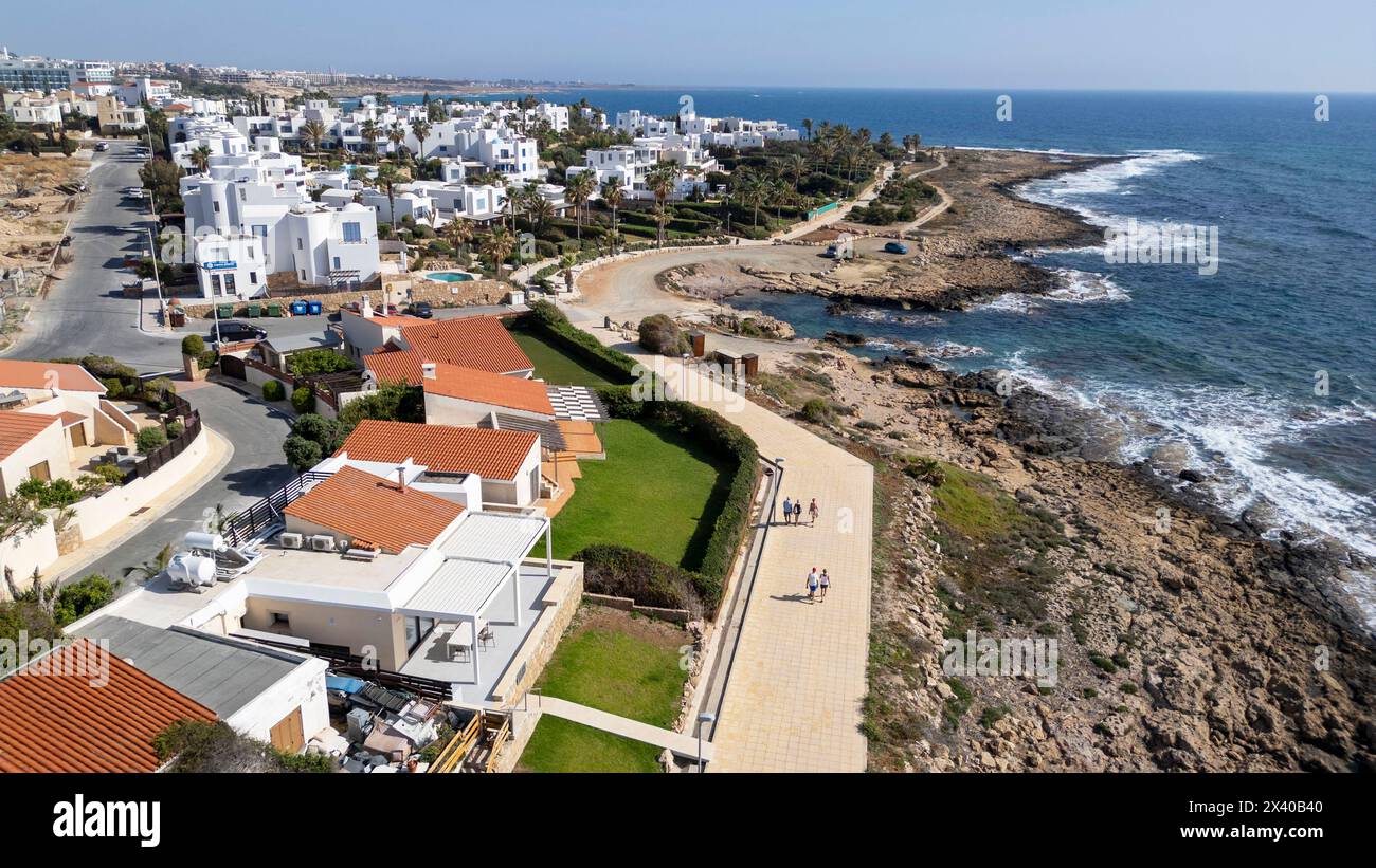 Aerial view of the coastline at Chloraka, Paphos, Cyprus Stock Photo ...