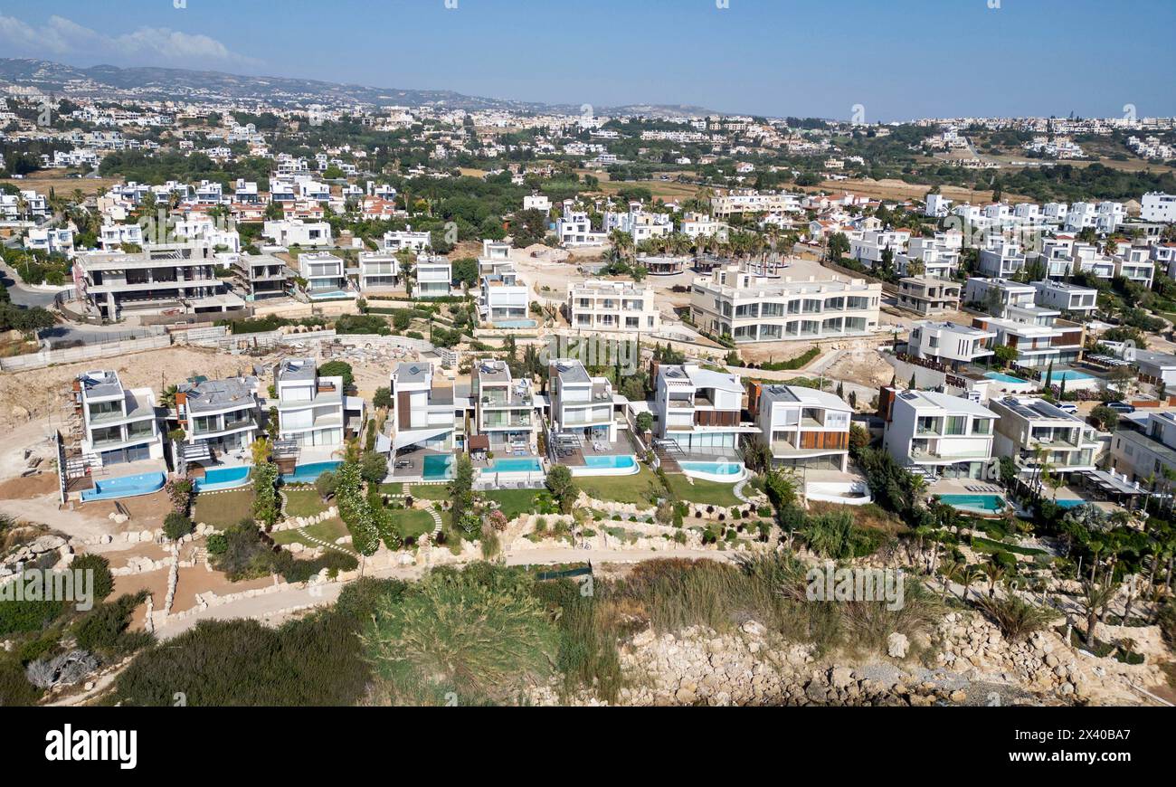 Aerial view of the coastline at Chloraka, Paphos, Cyprus Stock Photo ...