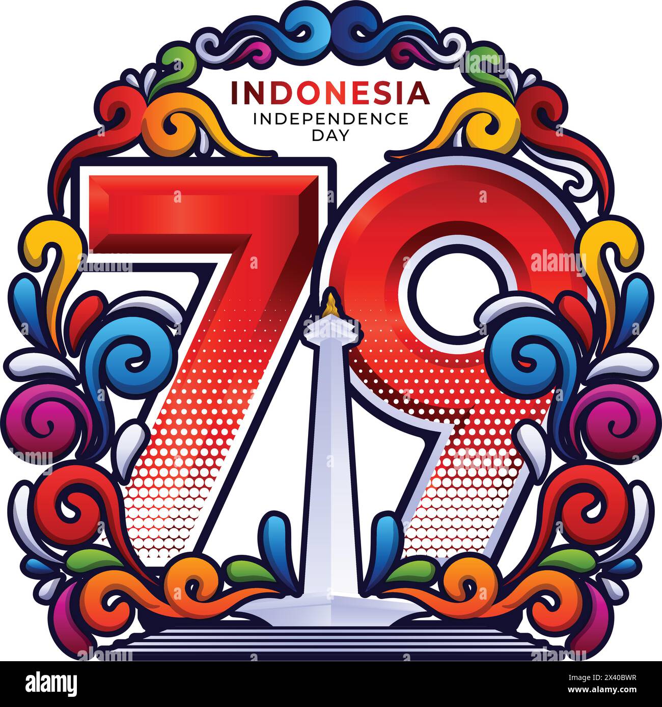 Dirgahayu Indonesia Ke 79 vector logo, with monas monument vector ...