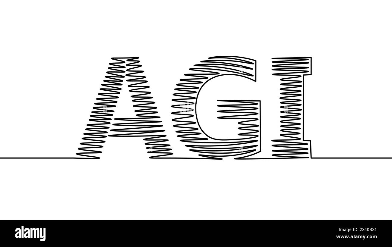 Artificial general intelligence one line drawing. Stitches ink sketch ... Artificial general intelligence one line drawing. Stitches ink sketch ...