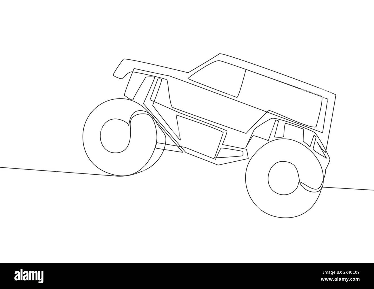 Continuous line drawing of 4x4 wheel steering offroad jeep trail car ...