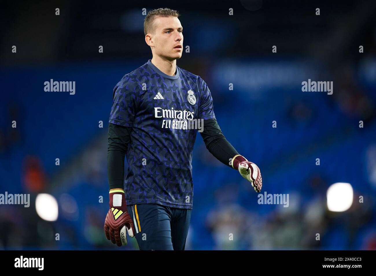 Andriy Lunin of Real Madrid CF looks on during the LaLiga EA Sports ...