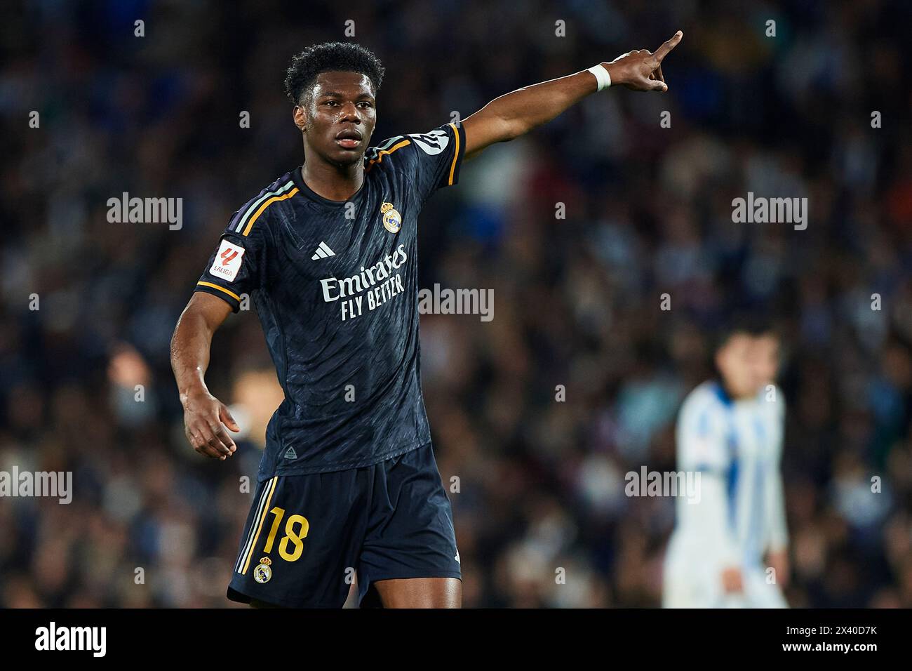 Aurelien Tchouameni of Real Madrid CF reacts during the LaLiga EA ...