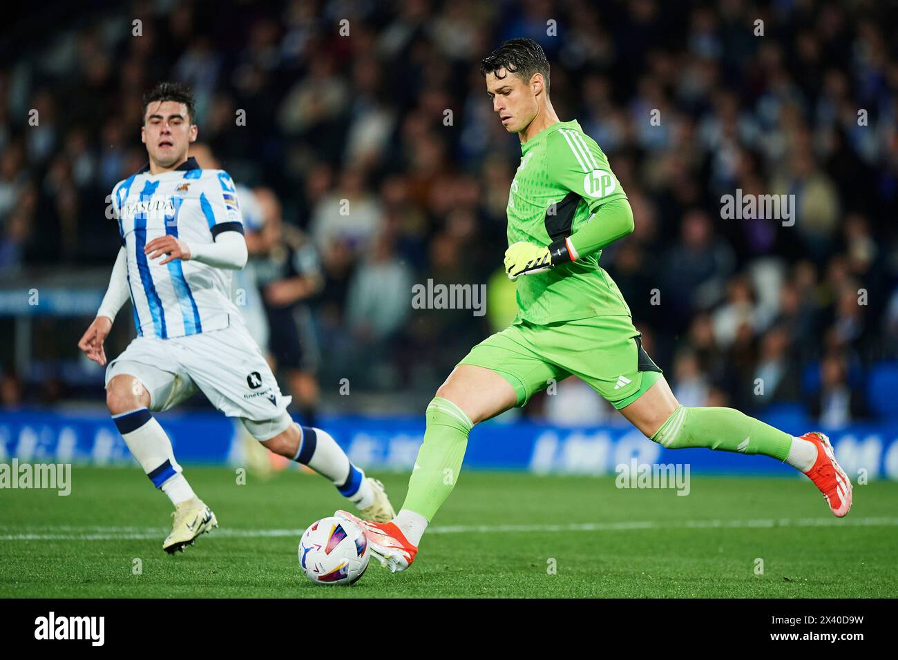 Kepa Arrizabalaga of Real Madrid CF with the ball during the LaLiga EA ...