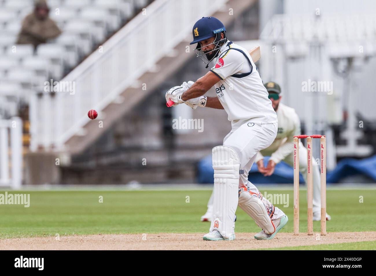 Aamir Jamal of Warwickshire on strike during the County Championship ...