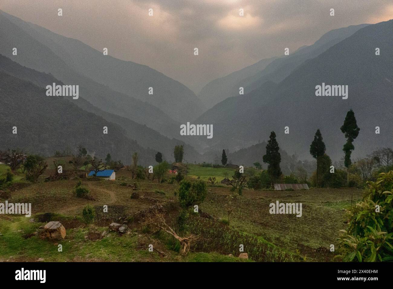 Traditional village scenes in the Himalayan foothills on the ...