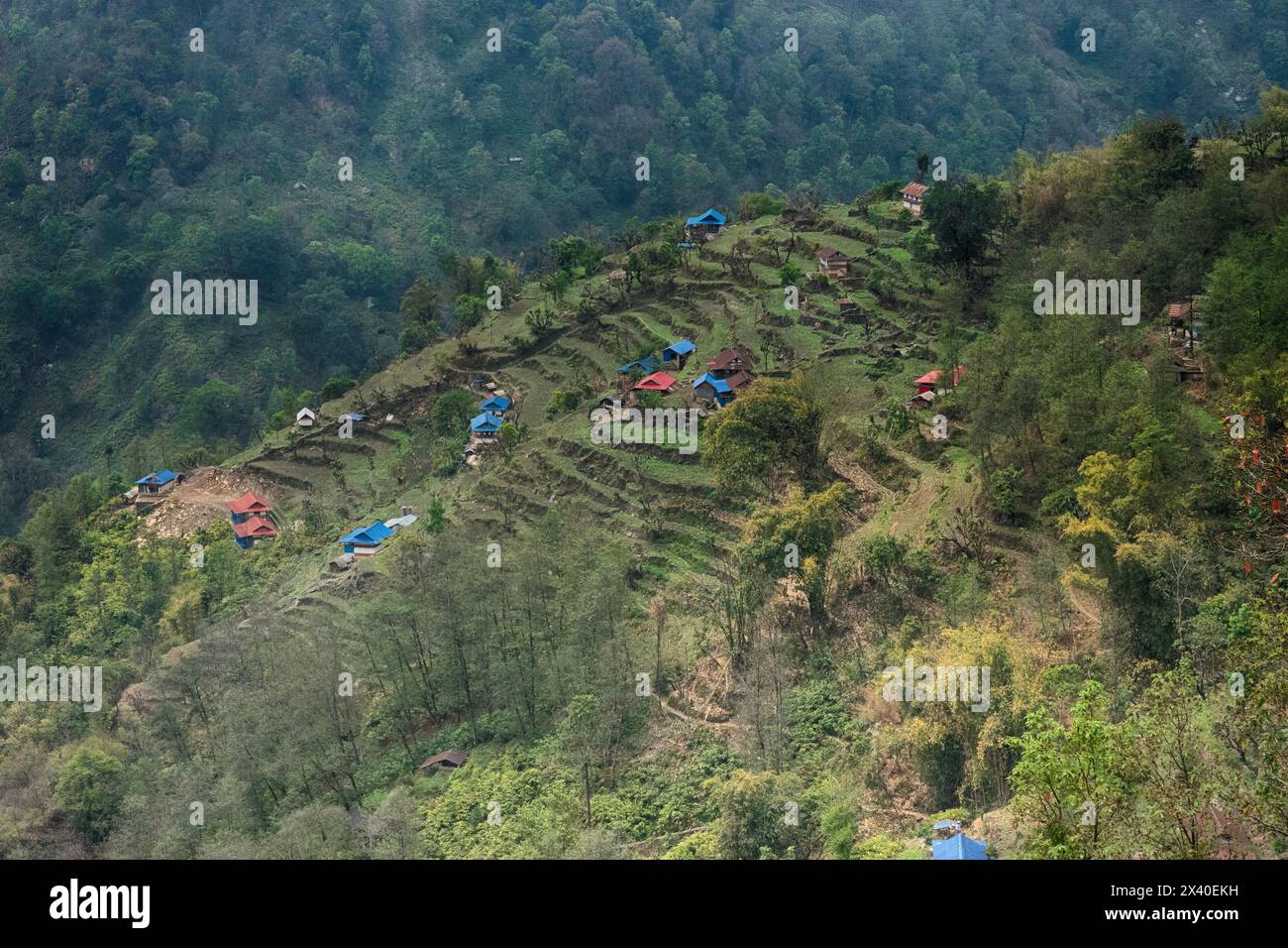 Traditional village scenes in the Himalayan foothills on the ...