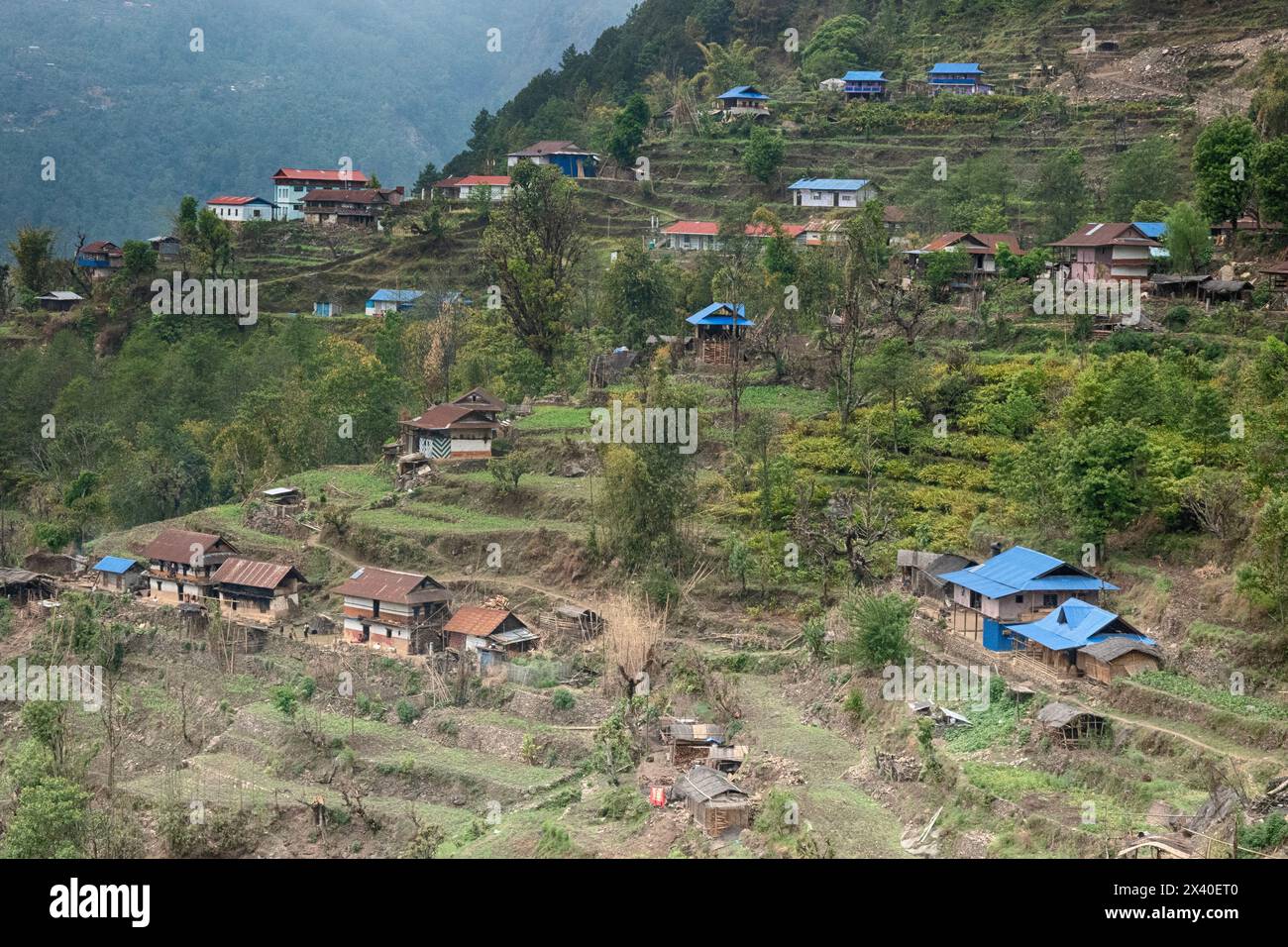 Traditional village scenes in the Himalayan foothills on the ...