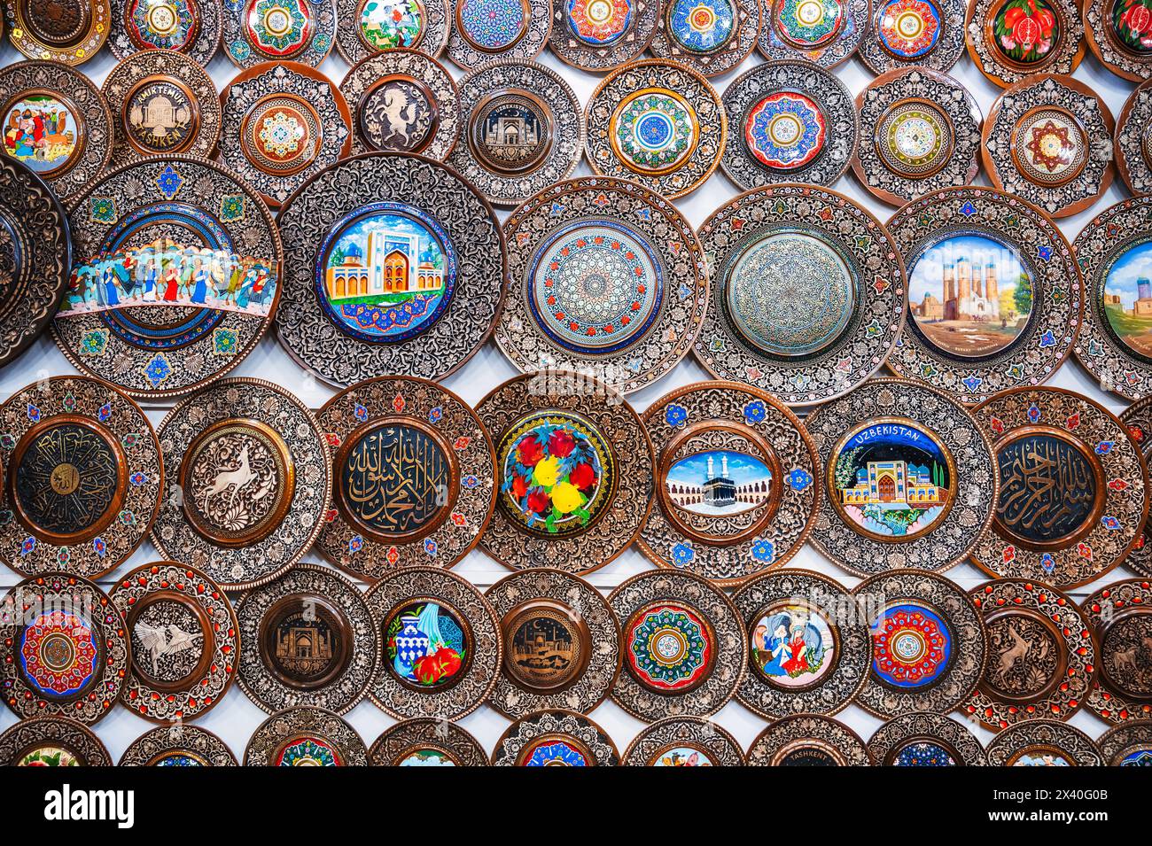 handmade Uzbek wooden plates with wood carvings hand-painted ...