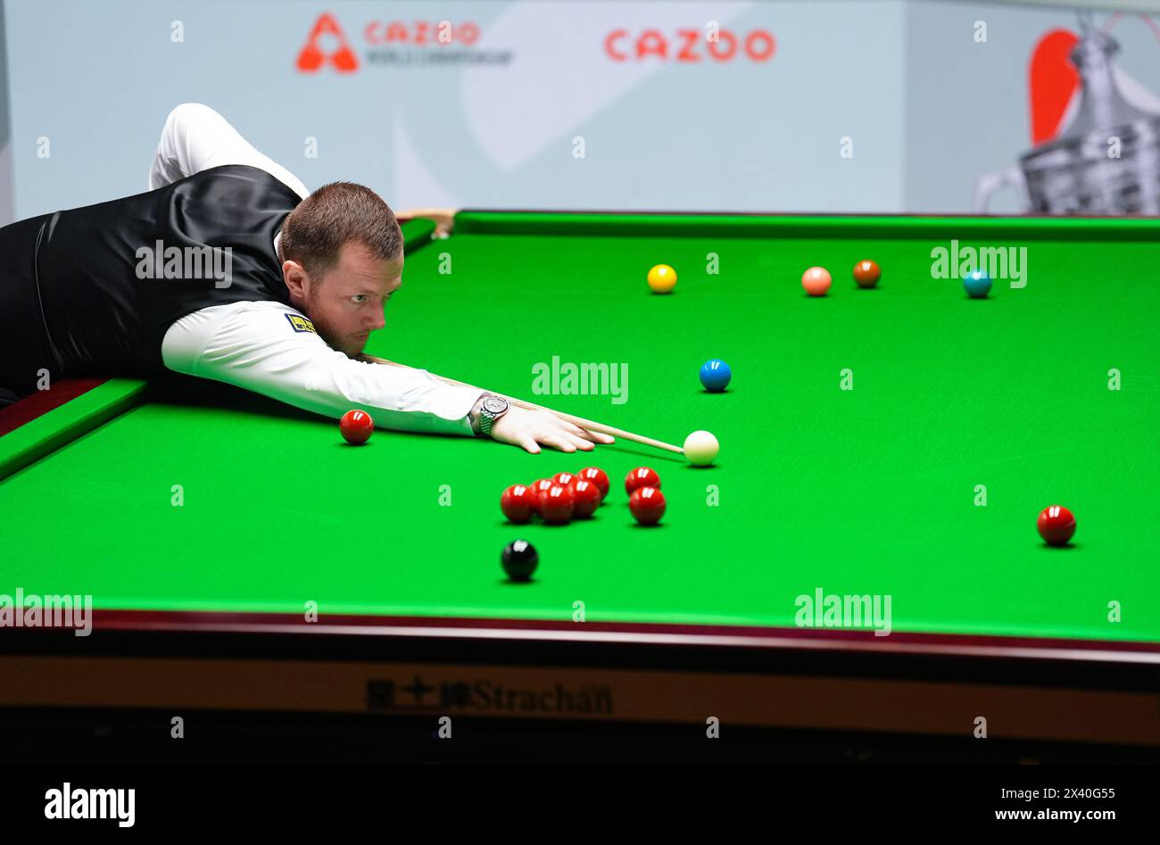 Mark Allen during his match on day ten of the 2024 Cazoo World Snooker ...