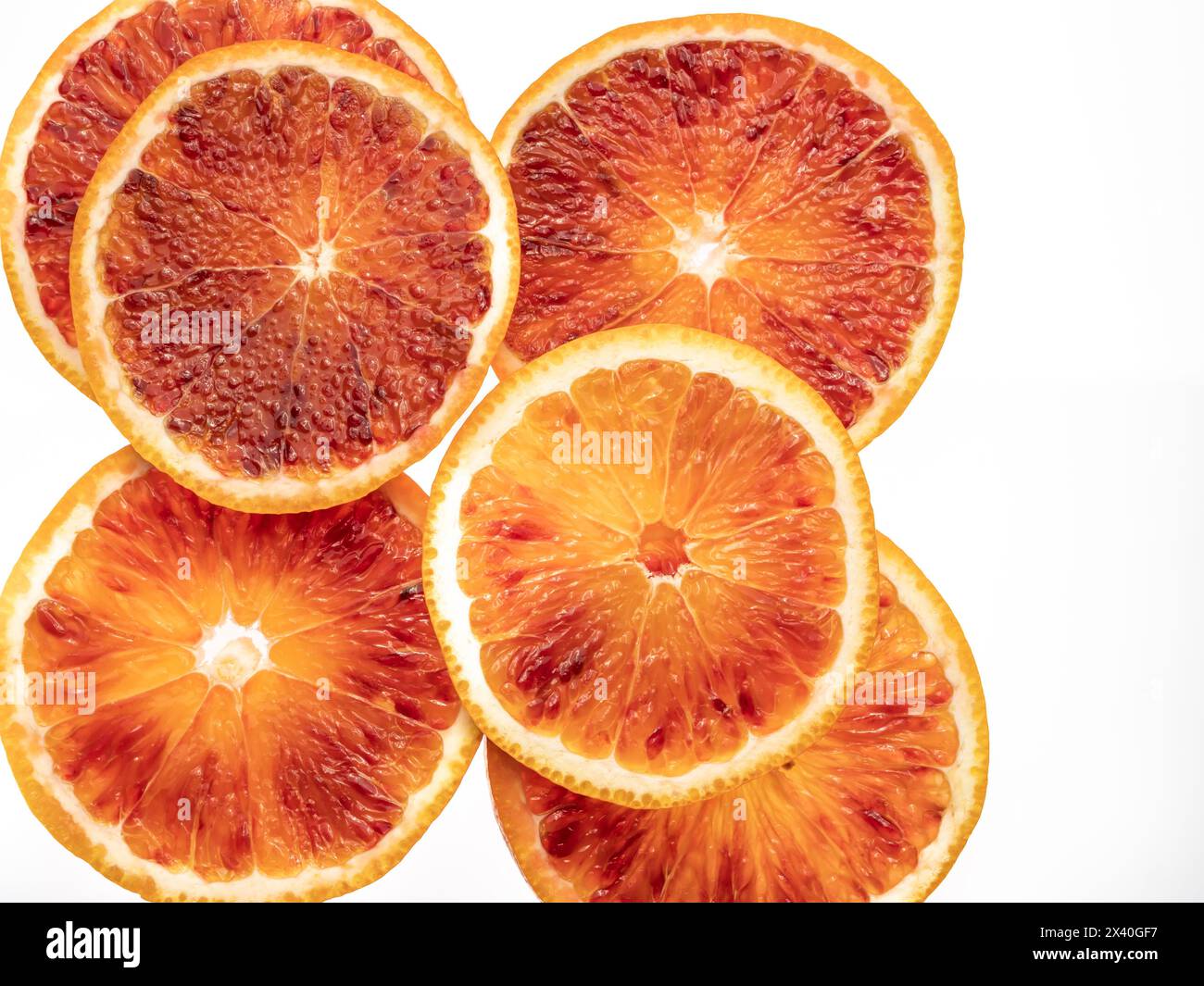 Red blood orange fruit slices isolated on white background Stock Photo ...