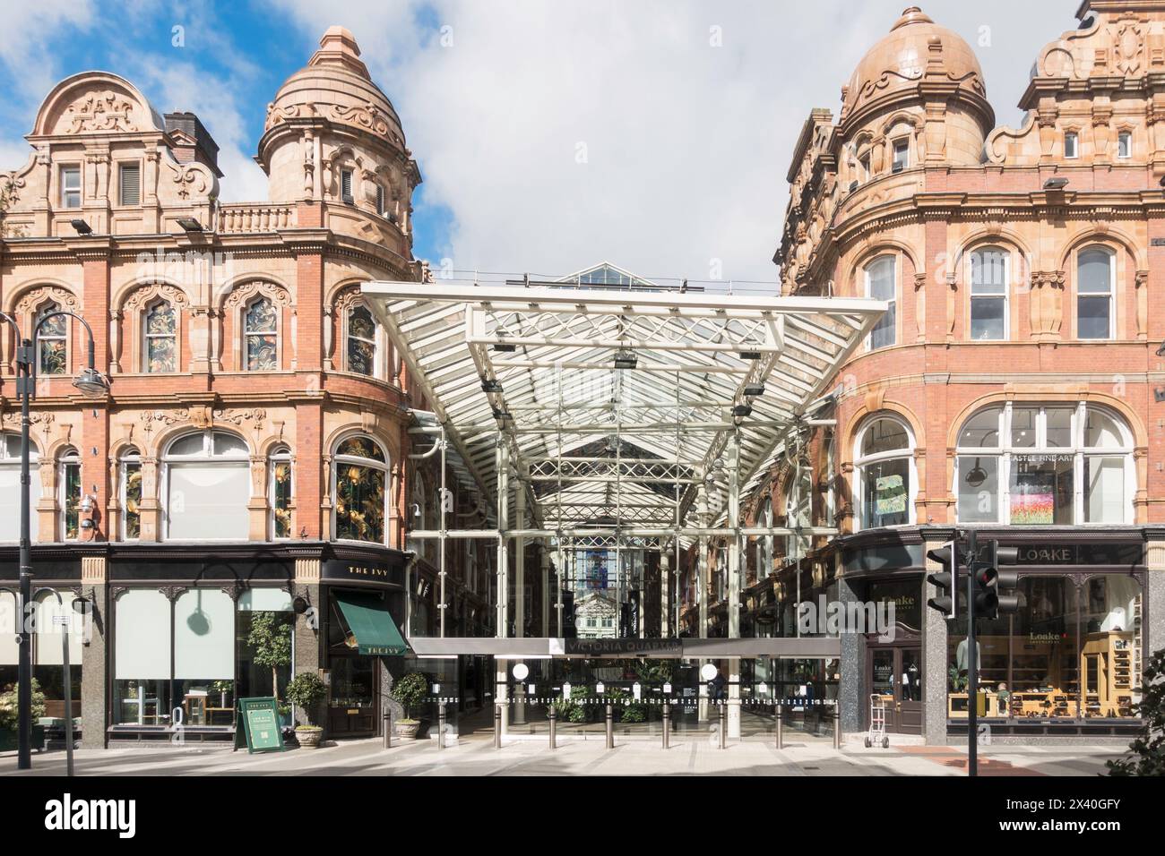 The entrance to the Victoria Quarter from Vicar Lane in Leeds city ...