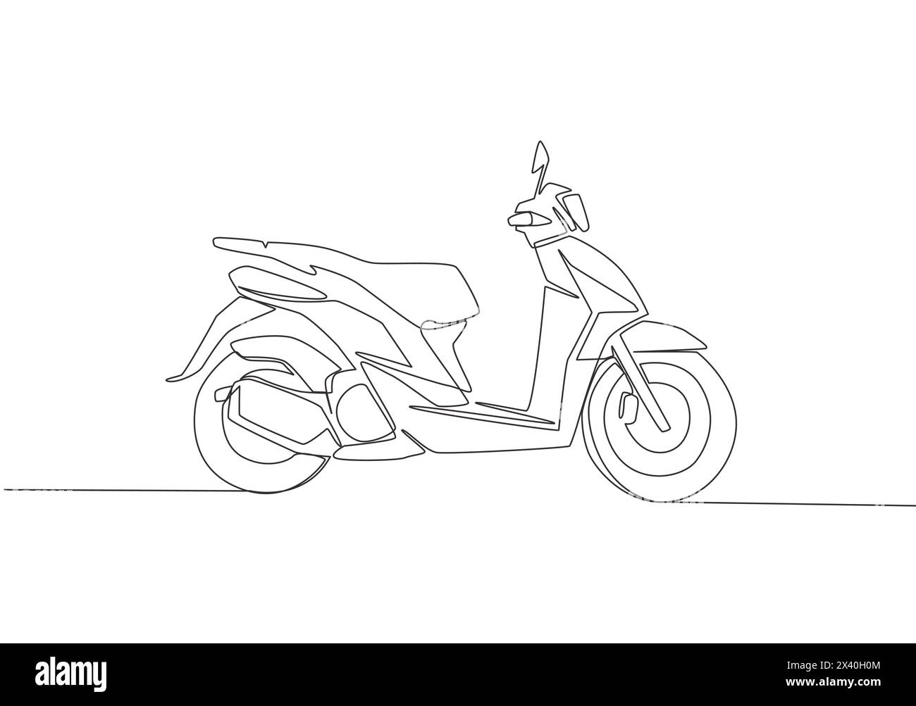 Single continuous line drawing of classic Asian underbone motorbike ...
