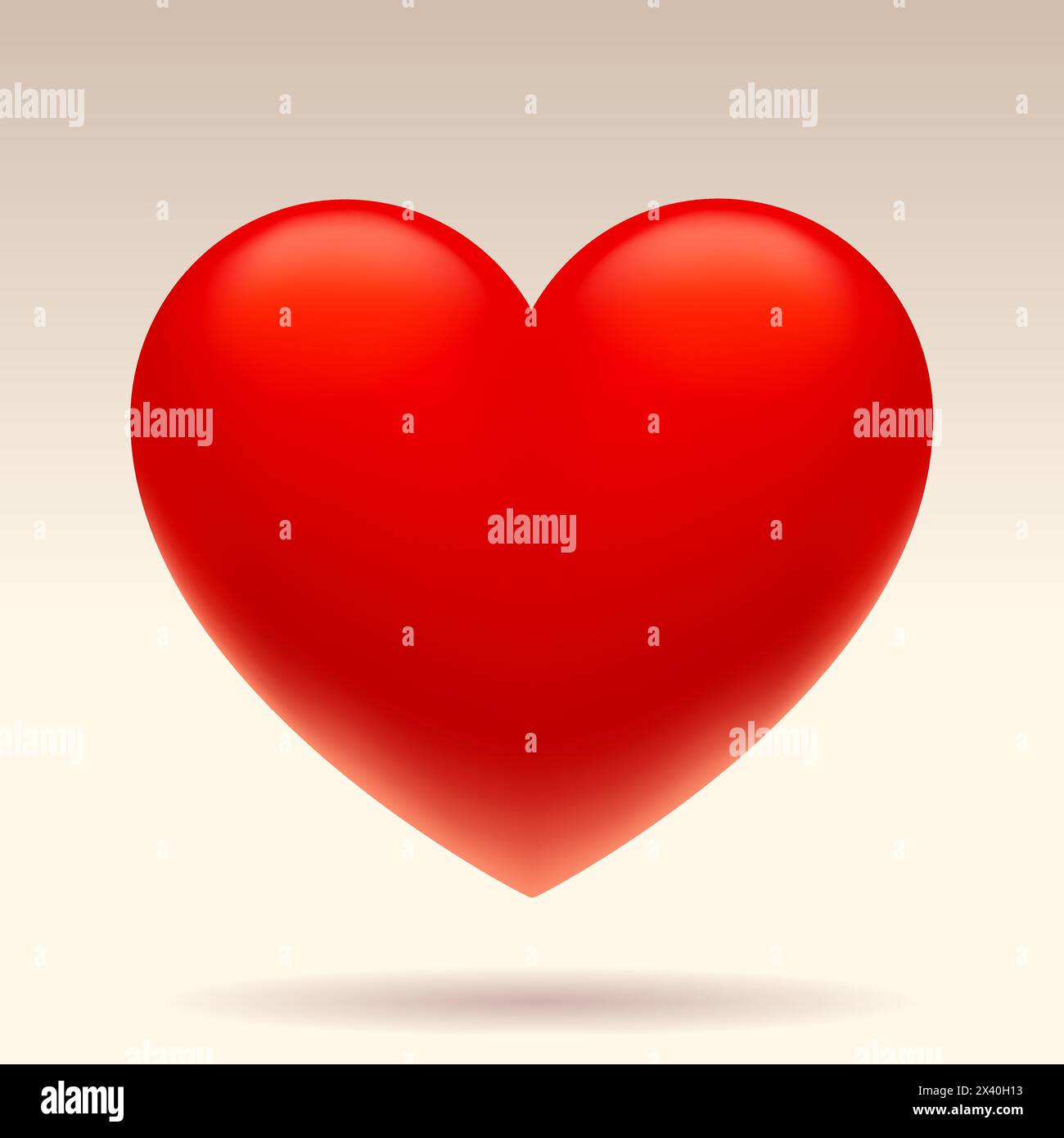 Three dimensional red heart shape isolated on white background. Vector ...