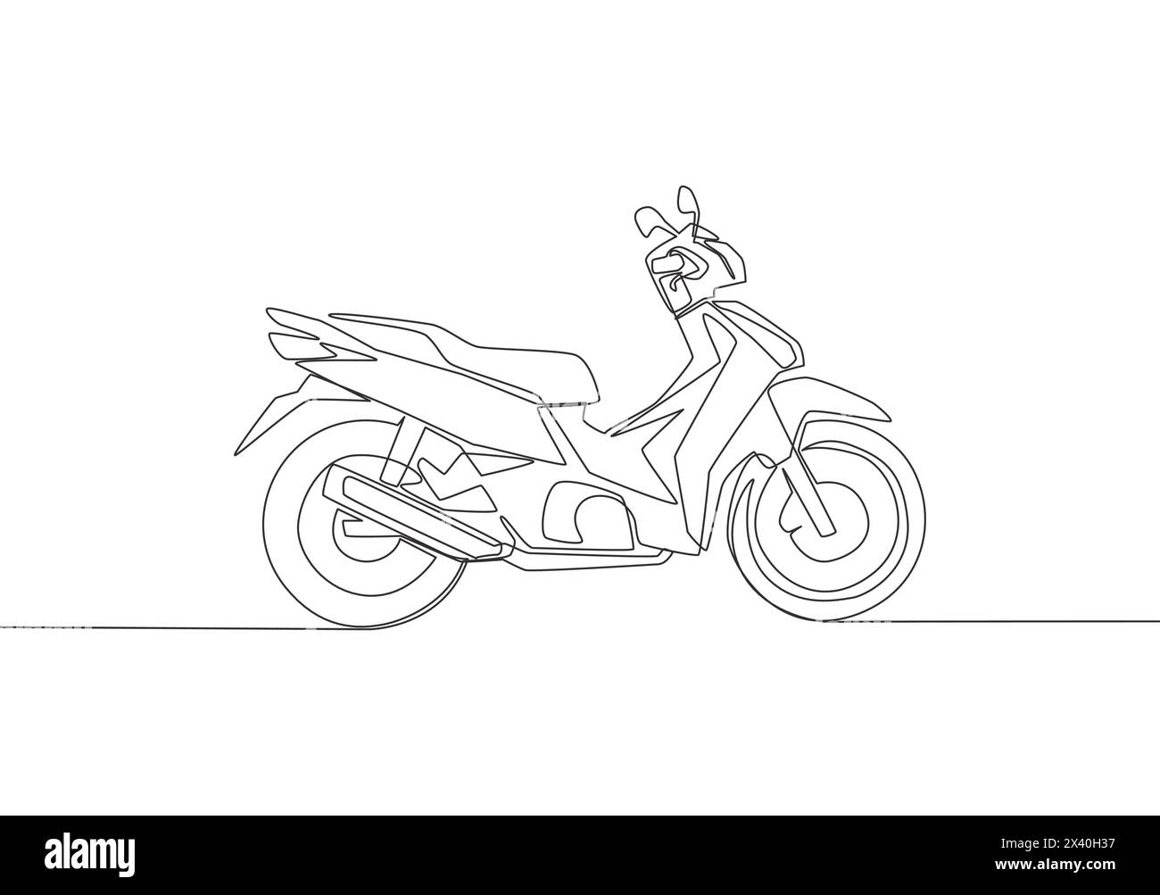One continuous line drawing of modern Asian underbone motorbike logo ...