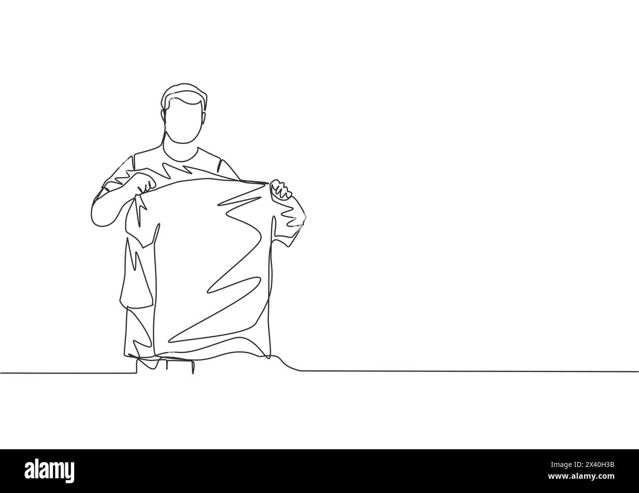 One continuous line drawing of young rising football star holding his ...