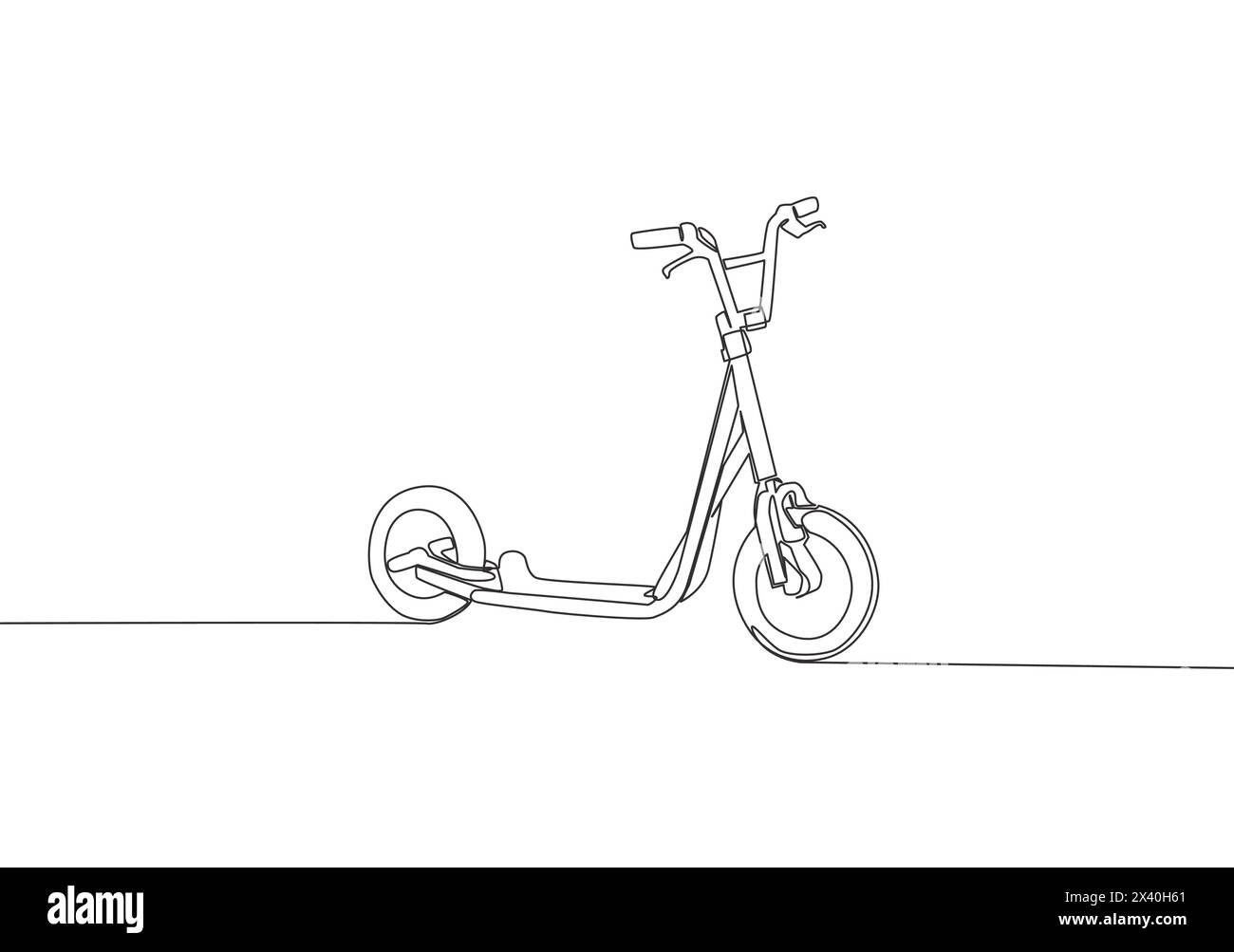 One single line drawing of kick scooter logo. Modern urban vehicle ...