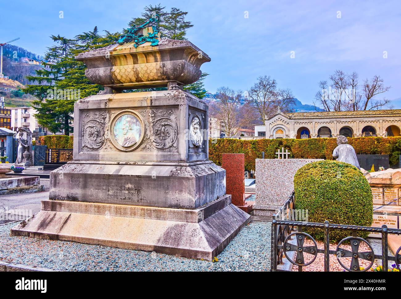 LUGANO, SWITZERLAND - MARCH 18, 2022: Monumental Cemetery in the city's ...