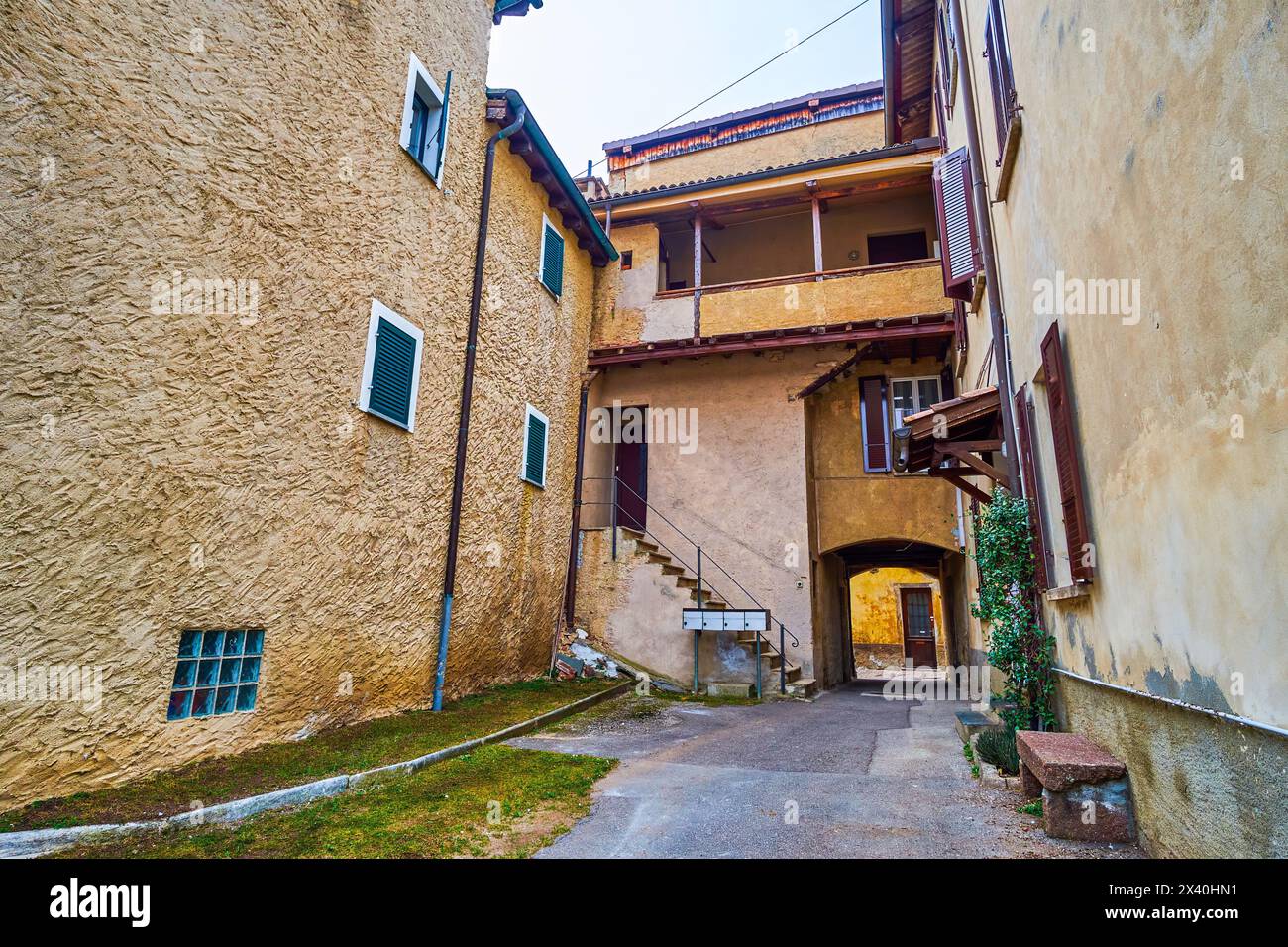 The medieval residential houses in small village Gentilino, Collina d ...