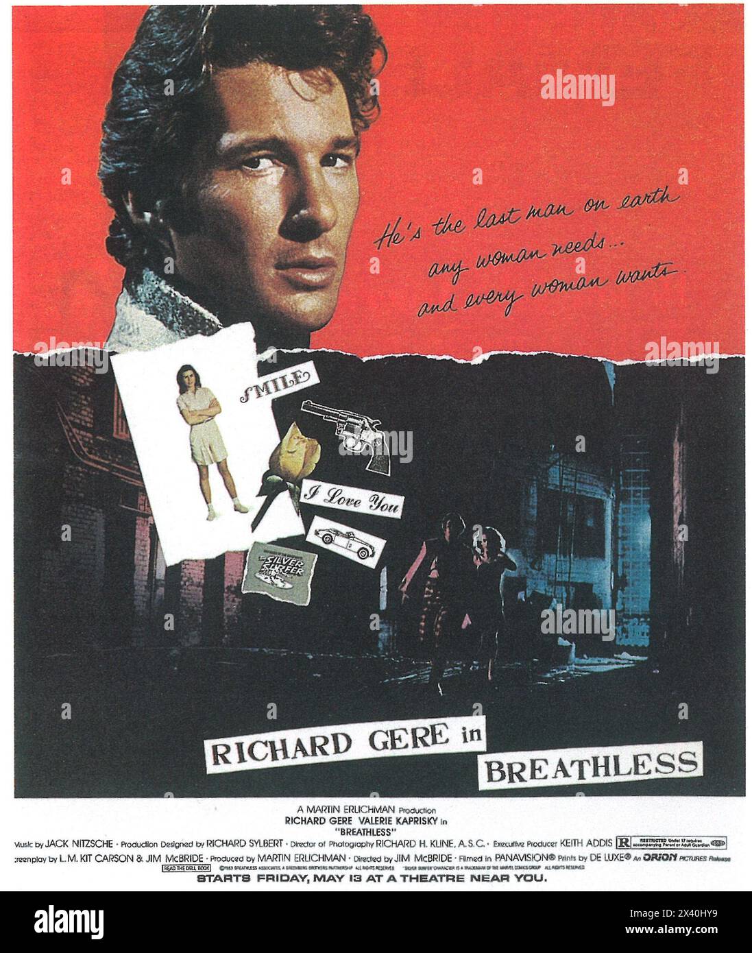 1983 Breathless film poster, with Richard Gere, Director: Jim McBride ...