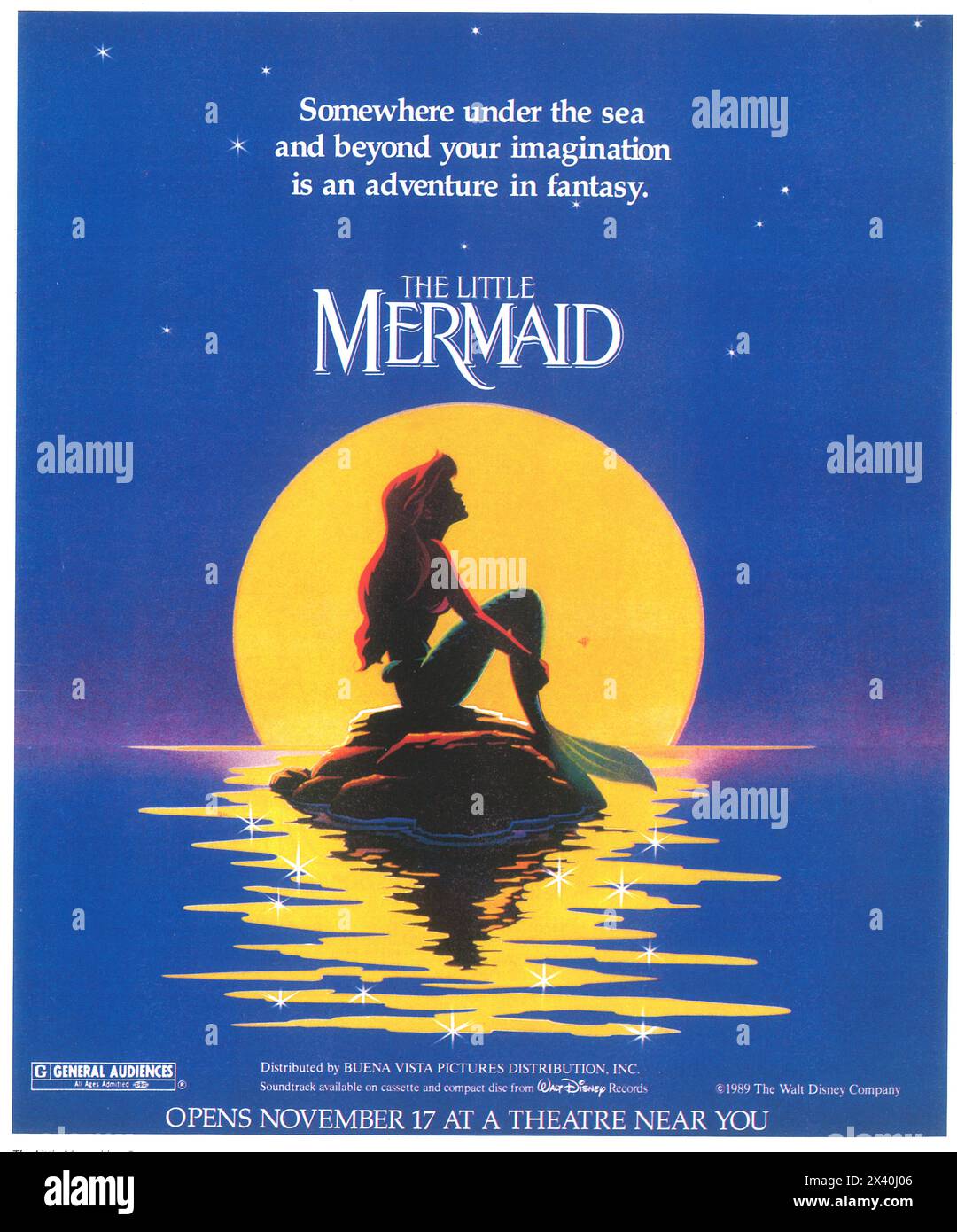 1989 The Little Mermaid original film poster Stock Photo - Alamy
