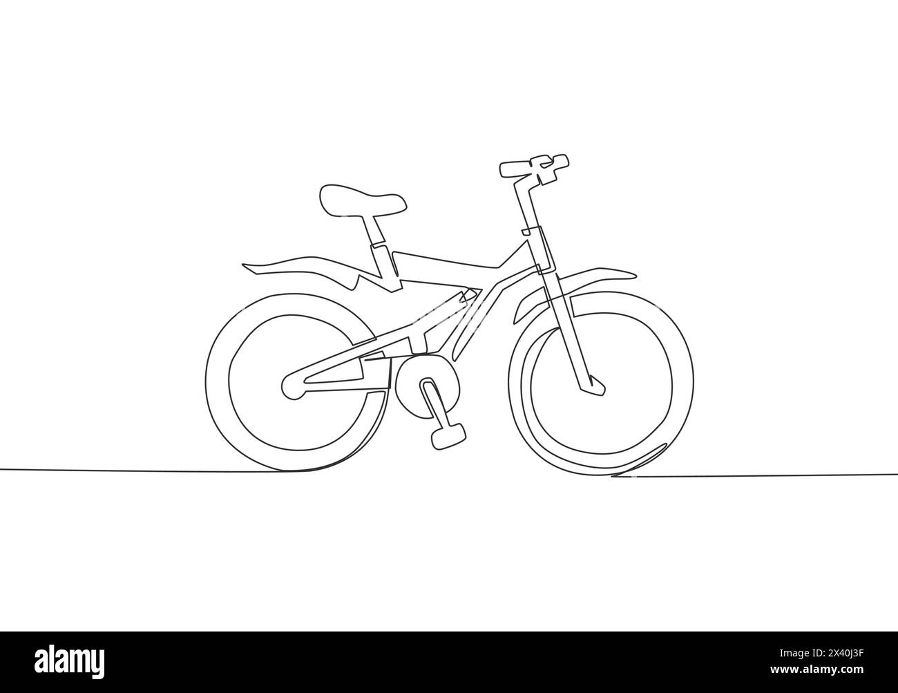 One continuous line drawing of modern and trendy bicycle kids logo. Fun ...