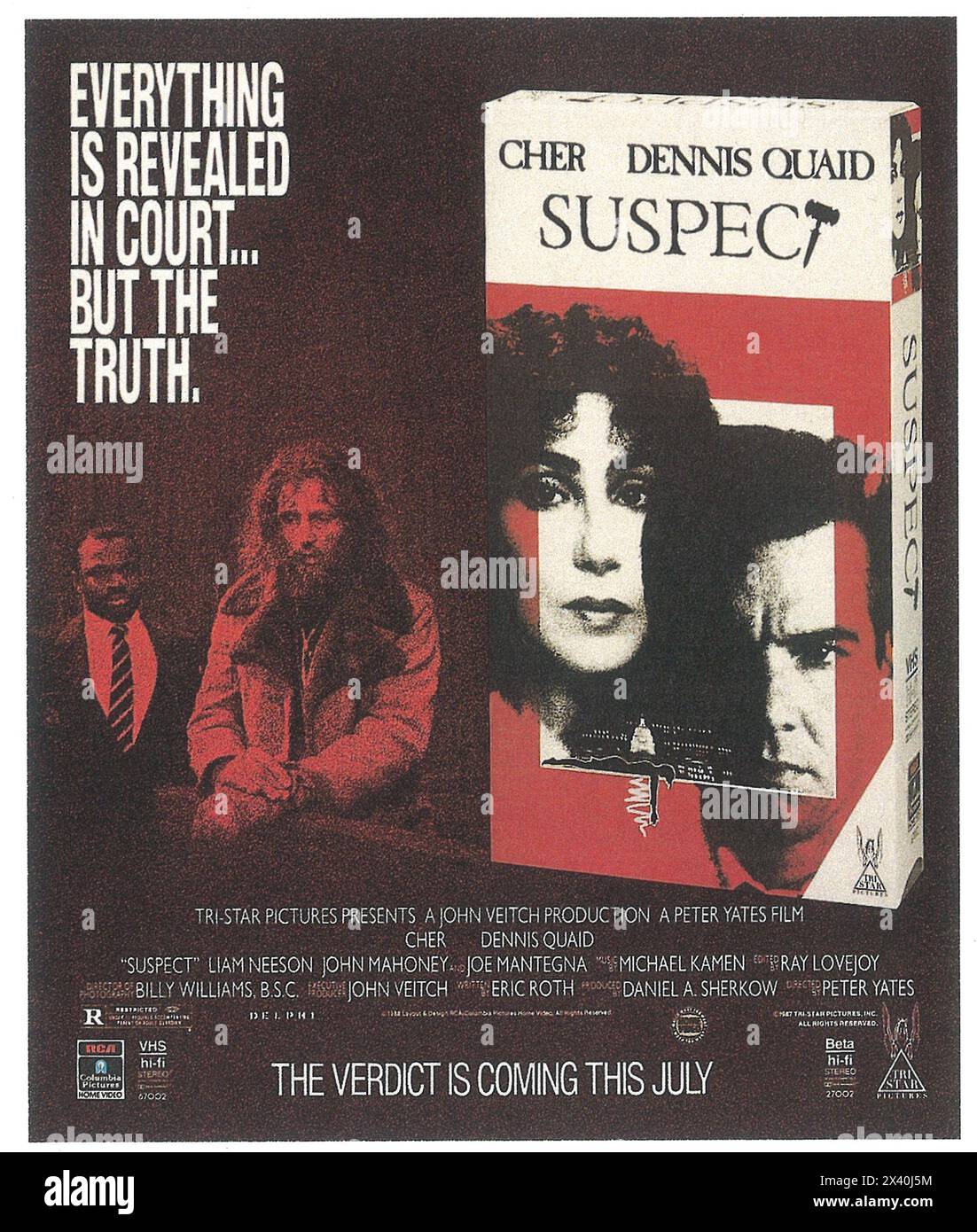 1988 Suspect film with Cher and Dennis Quaid, dir Peter Yates film ...