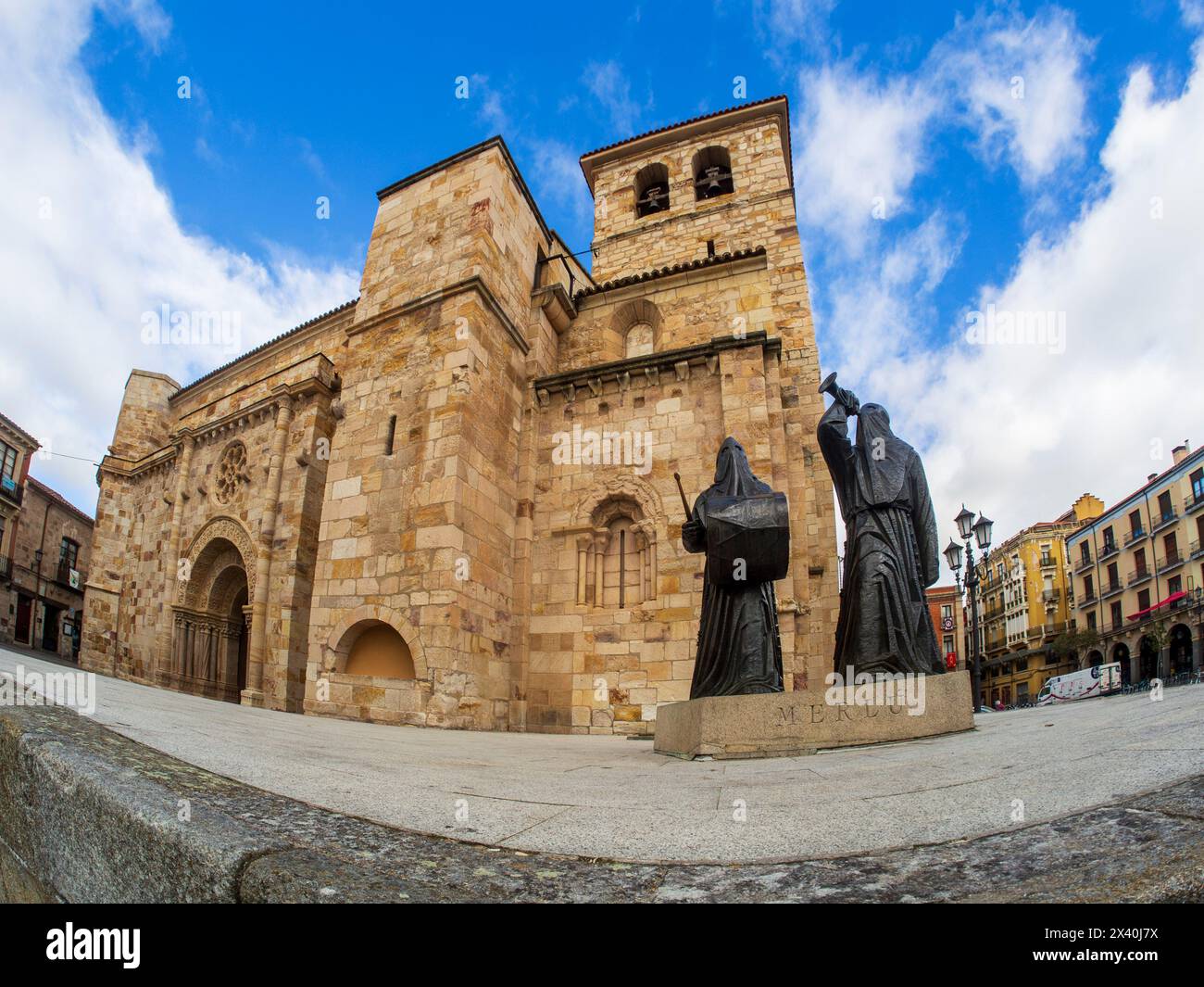 Statues of two Holy Week brotherhoods in front of a church in Zamora ...