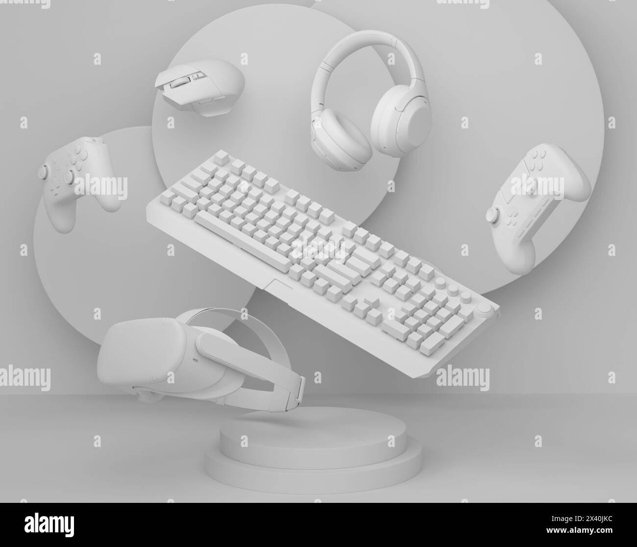 Headset computer keyboard on Black and White Stock Photos & Images - Alamy