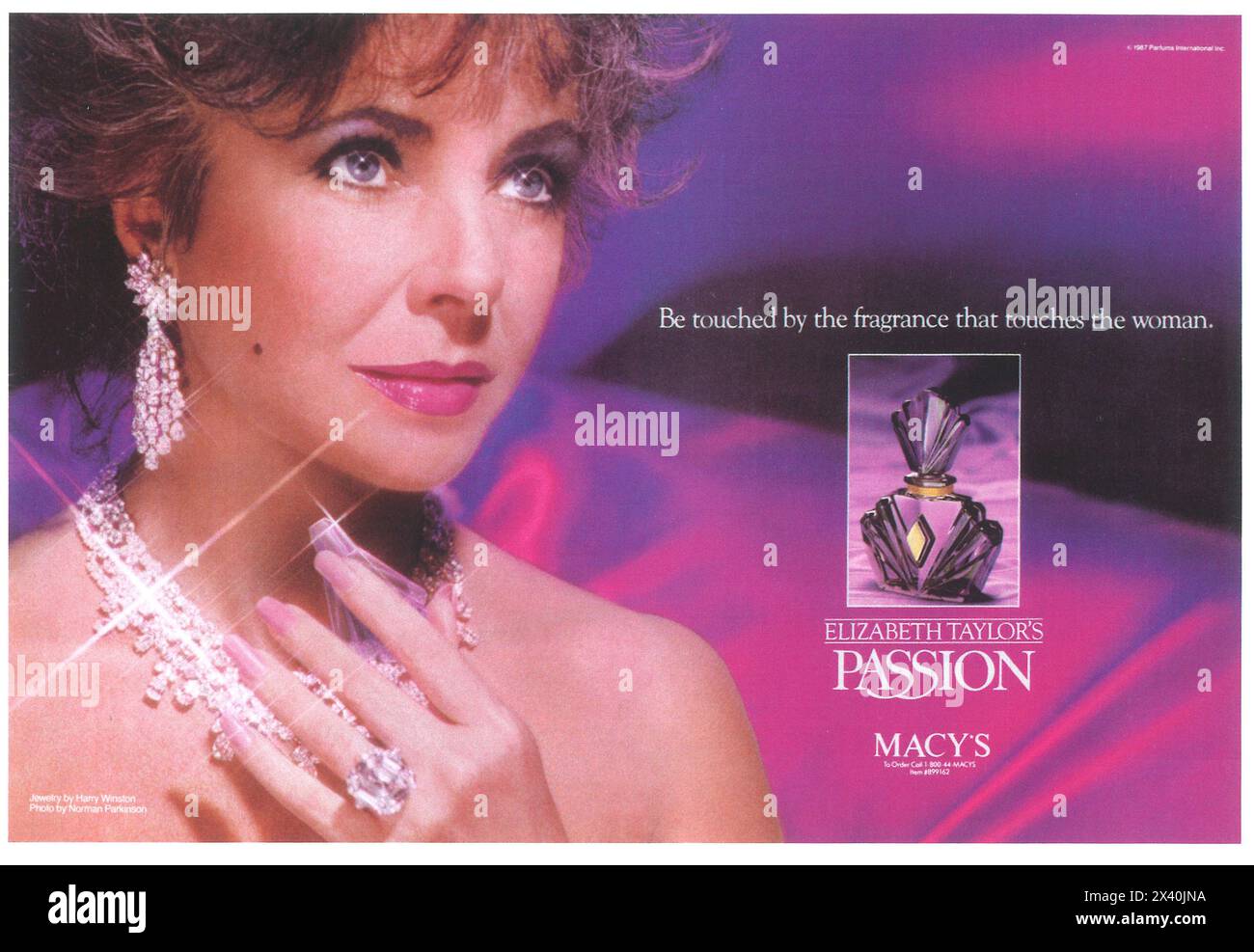 1989 Elisabeth Taylor's Passion Perfume ad Stock Photo - Alamy