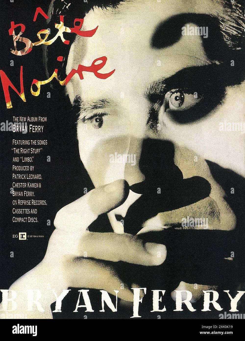 1987 Bryan Ferry – Bête Noire album cover poster Stock Photo - Alamy
