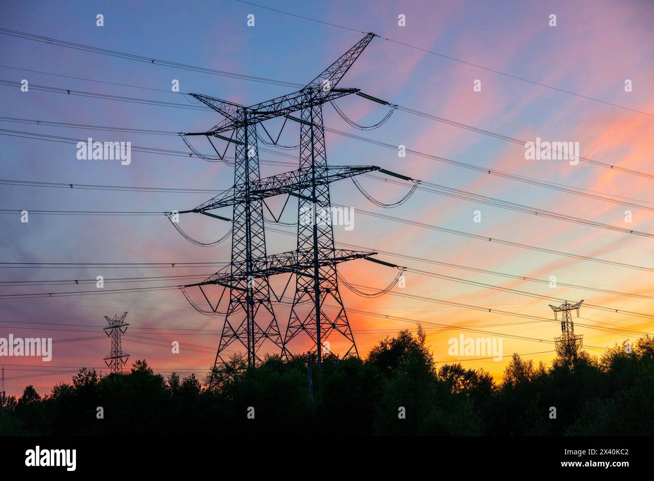 Europe, Nederlands. High voltage pylon Stock Photo - Alamy