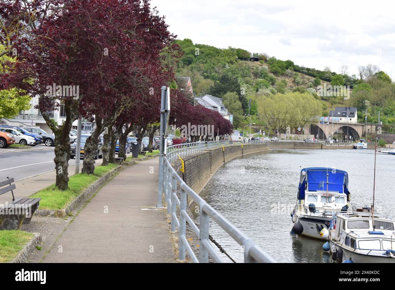 Mosell waterfront street in Wasserbillig Stock Photo - Alamy