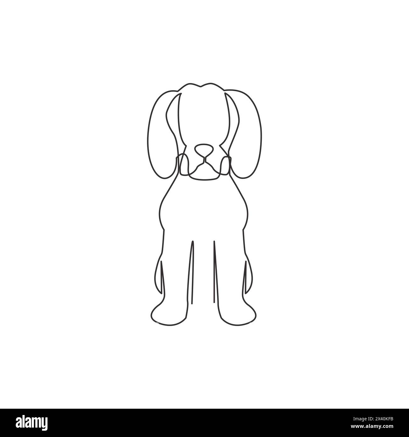 One continuous line drawing of simple cute beagle puppy dog icon ...