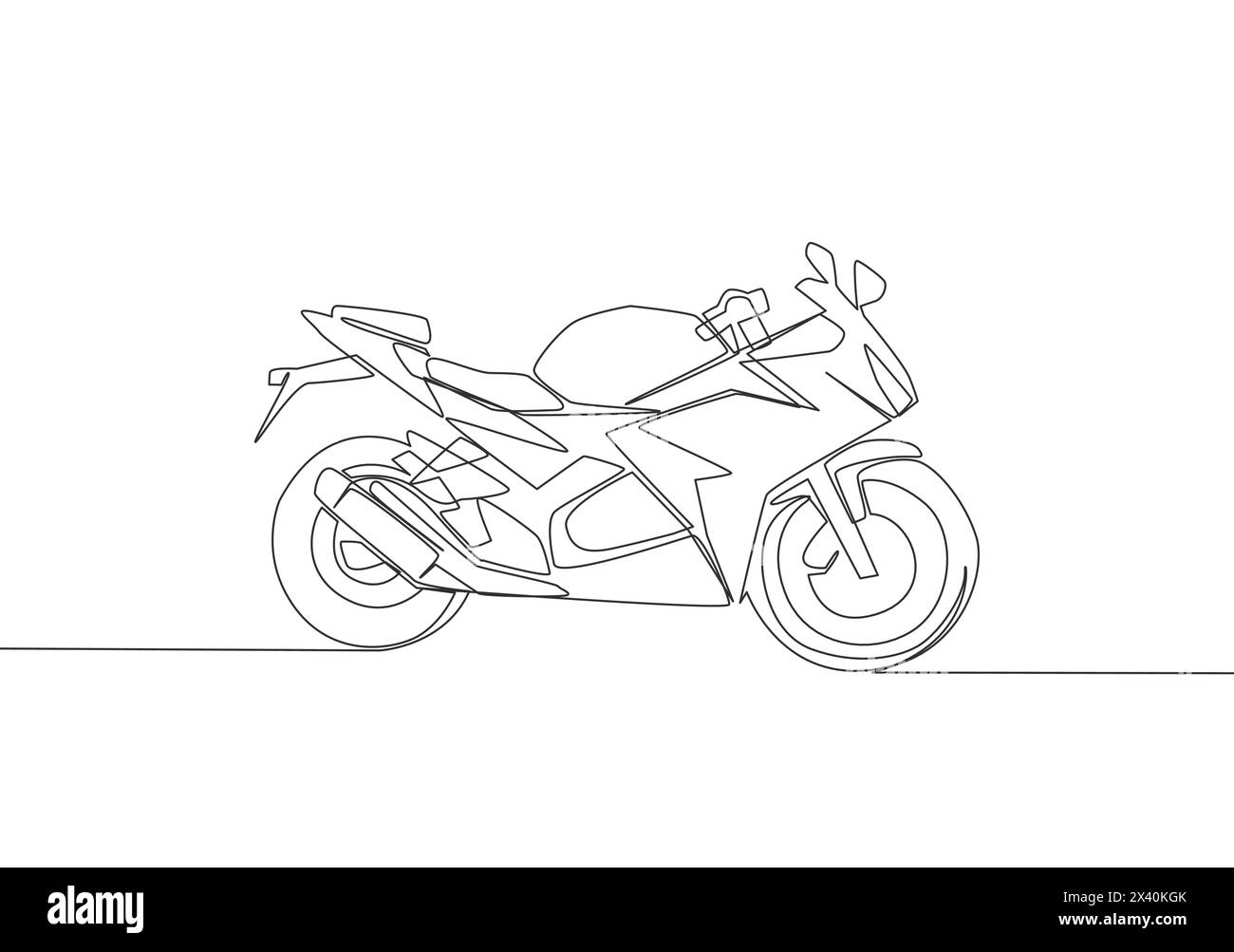 One continuous line drawing of luxury sport motorbike logo. Big ...