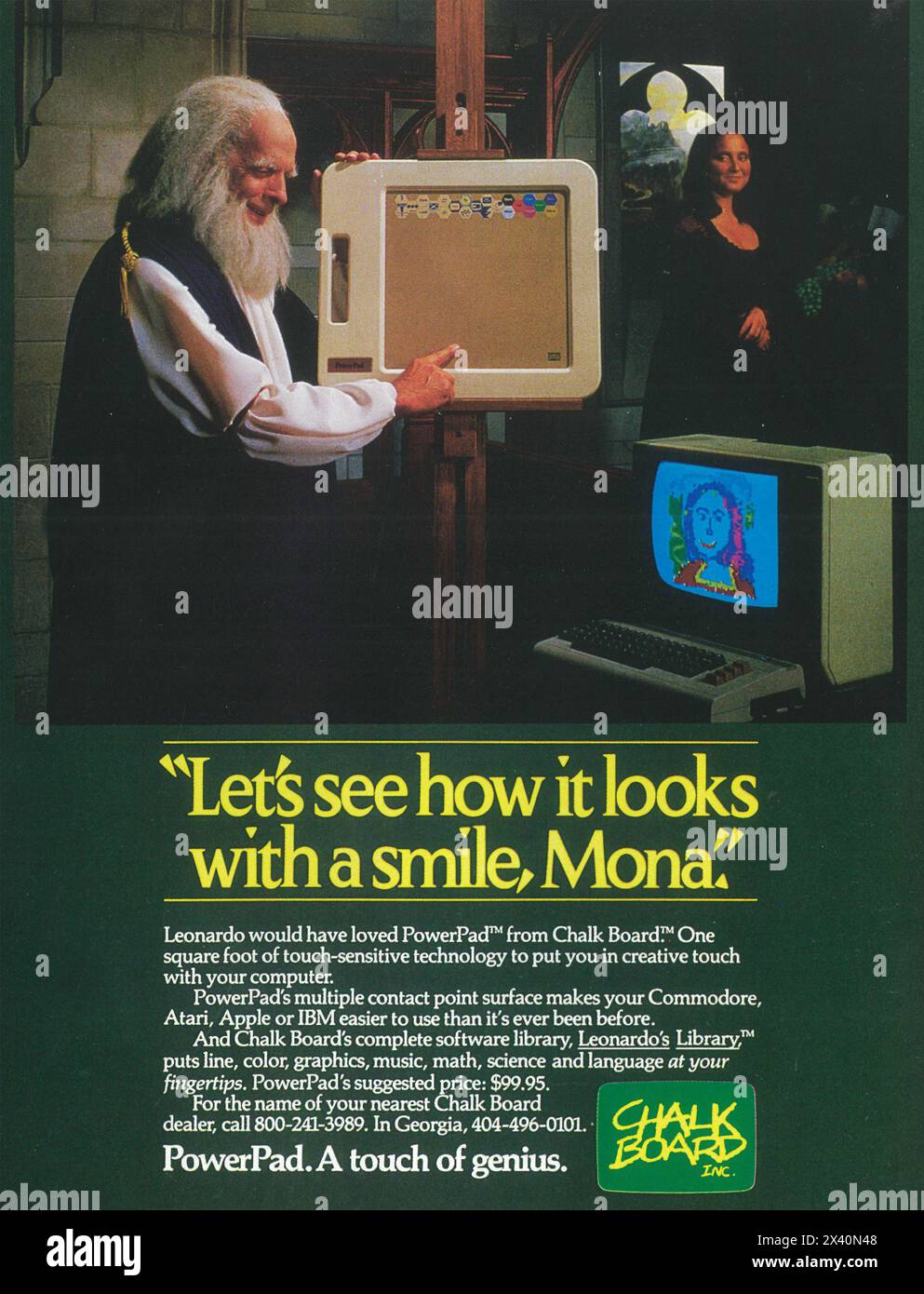 1983 Chalkboard Inc PowerPad Ad - Leonardo Da Vinci Mona Lisa Stock ...