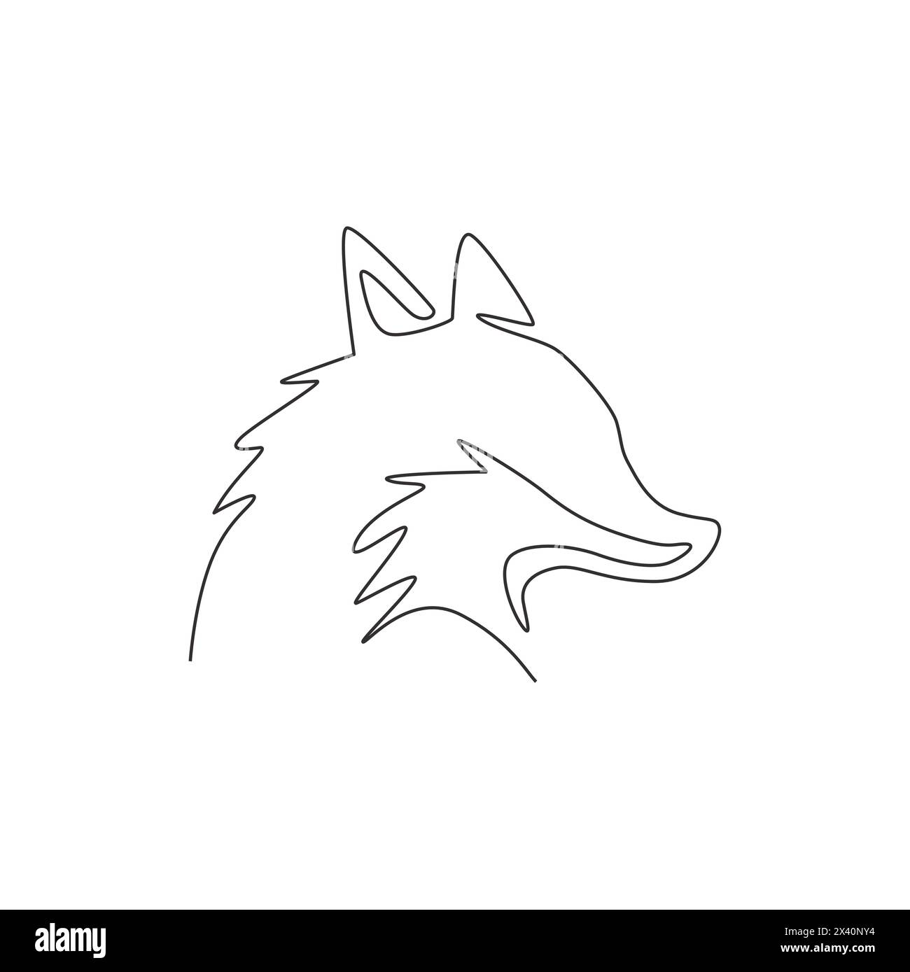 One continuous line drawing of cute fox business logo icon ...