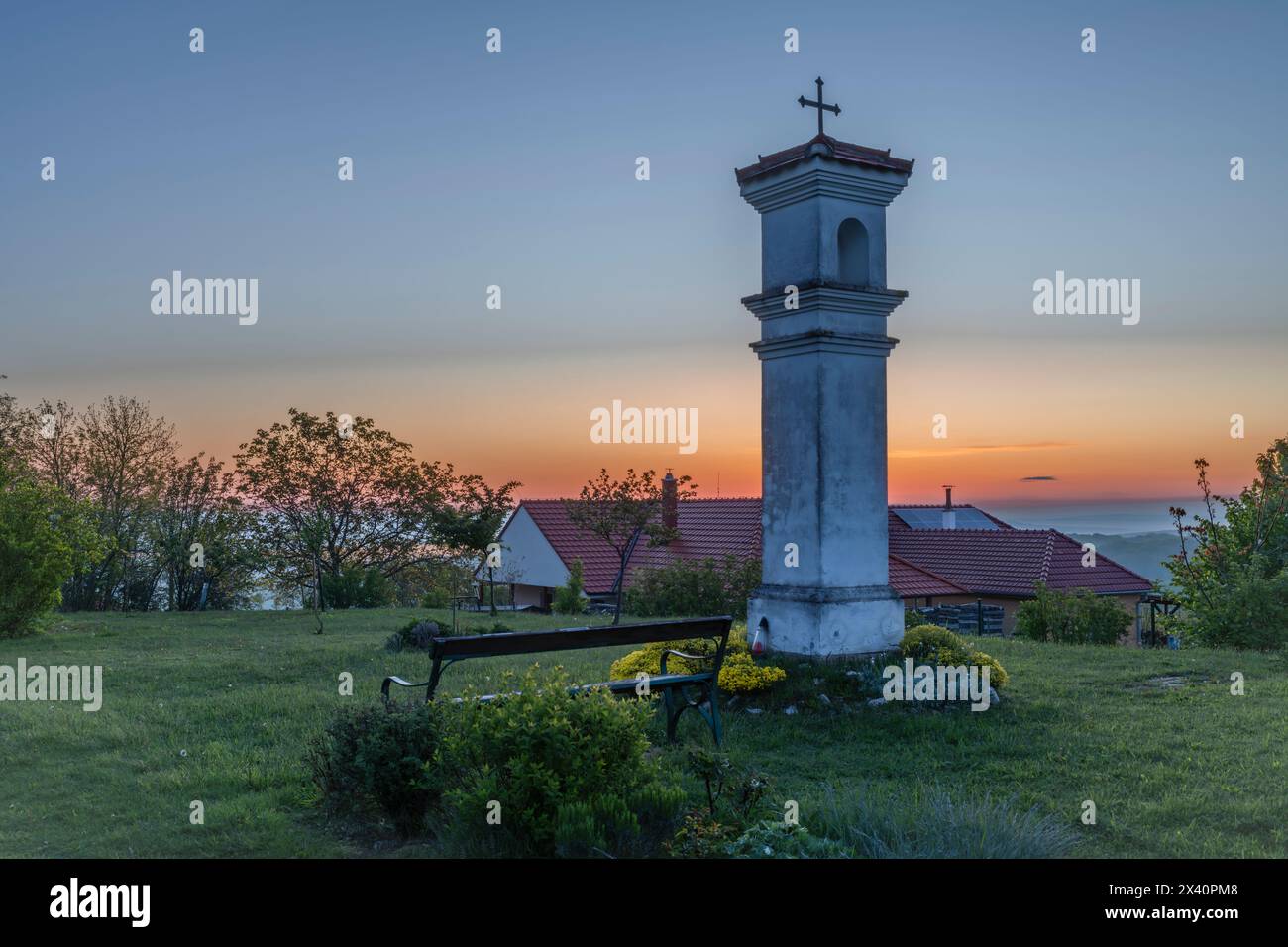 View for nice crucifix in morning with green fresh color in Klentnice ...