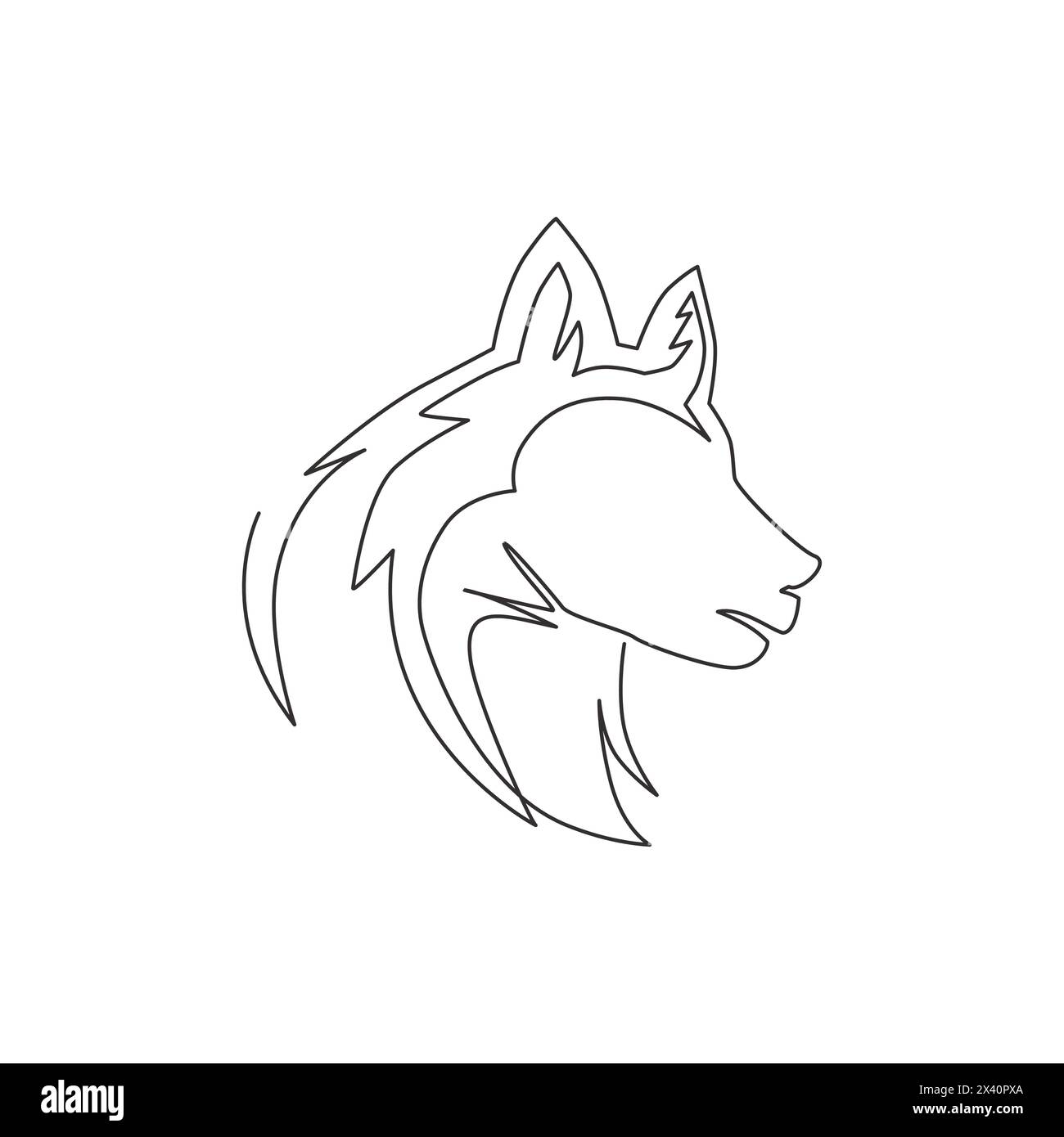 One continuous line drawing of simple cute siberian husky puppy dog ...