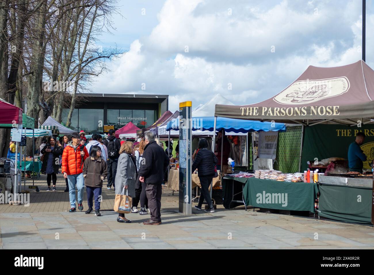 LONDON- MARCH, 30, 2024: West Hampstead Farmers Market next to West ...