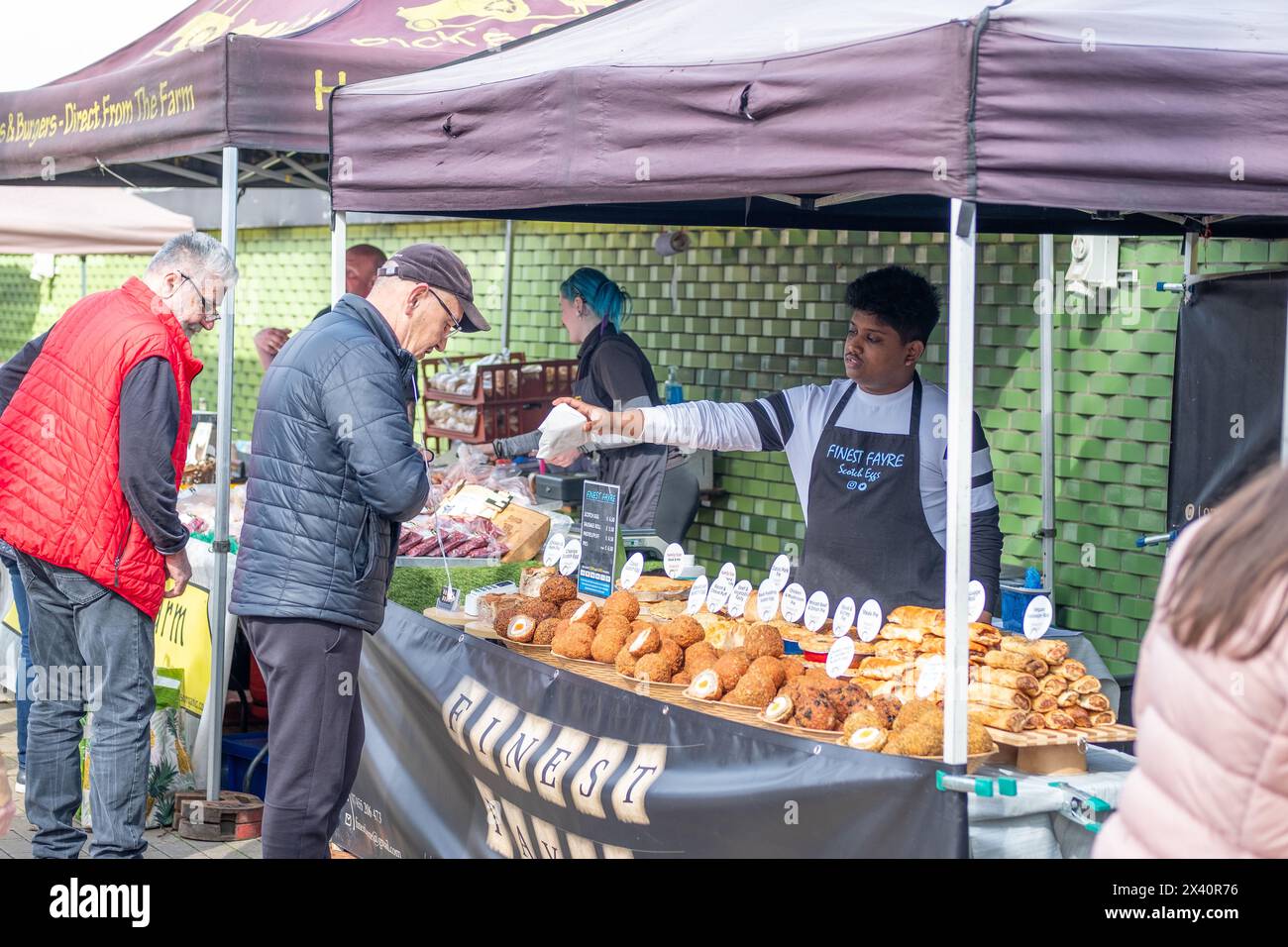 LONDON- MARCH, 30, 2024: West Hampstead Farmers Market next to West ...