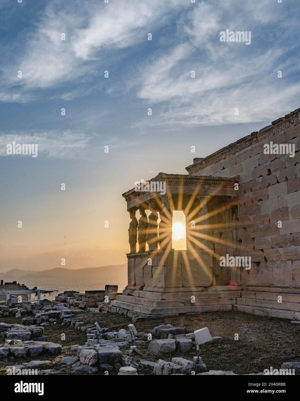 The Erechtheion (or Temple of Athena Polias) with sunburst on the ...